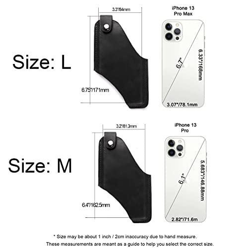Gentlestache Leather Phone Holster, Phone Holder for Belt Loop, Cell Phone Cases, Leather Belt Pouch with Magnetic Button Black