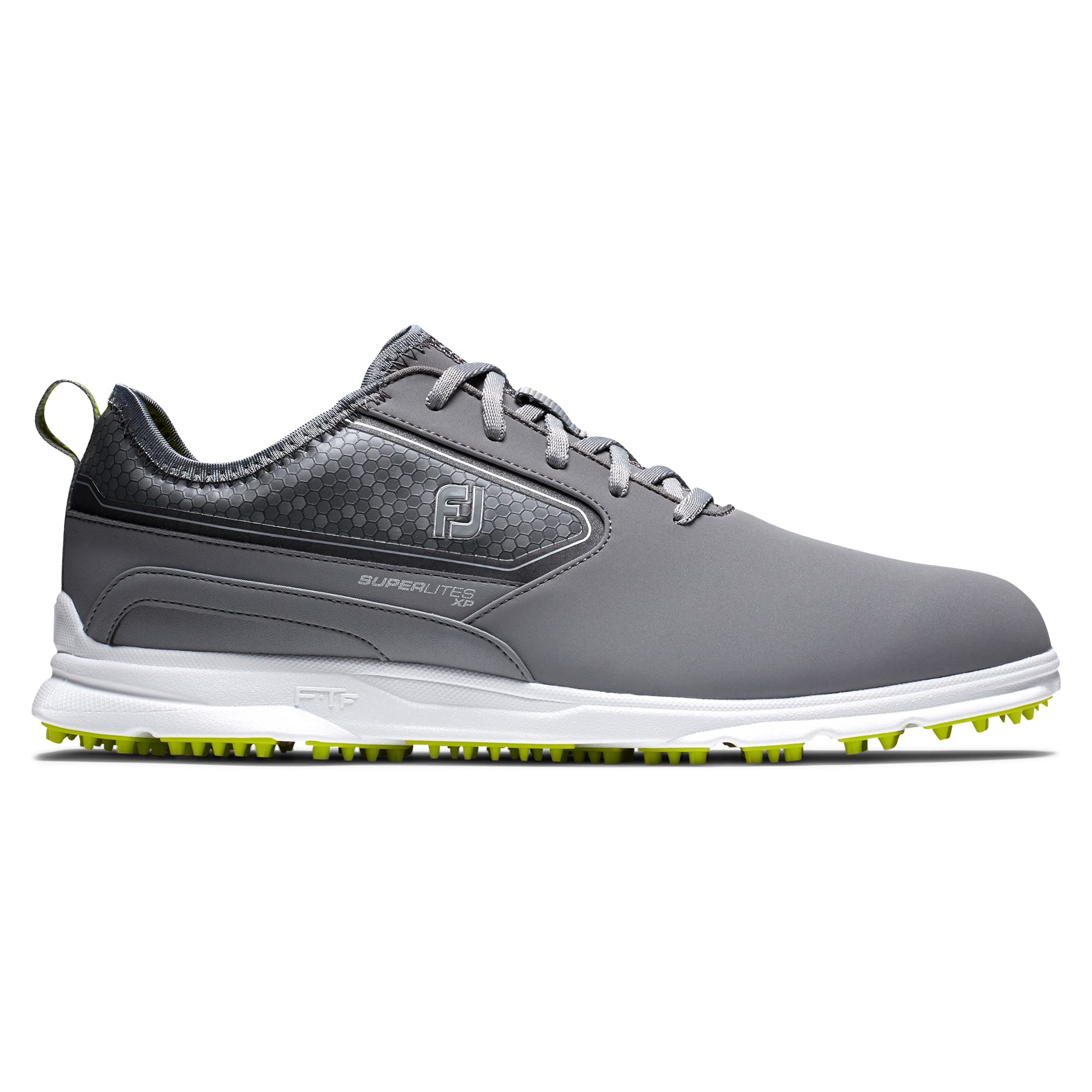 FootJoy Men's Superlites XP Golf Shoe, Grey/Lime, 12 Wide