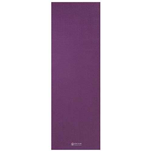 Gaiam Essentials Premium Yoga Mat with Yoga Mat Carrier Sling, Purple, 72 InchL x 24 InchW x 1/4 Inch Thick