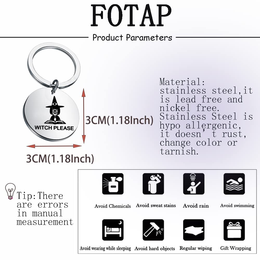 FOTAP Witch Please Keychian Bob's Burger Inspired Gift Tina Witch Gift Tina Quote Gift Tina Witchy Gift Gag gift (Witch Please key)