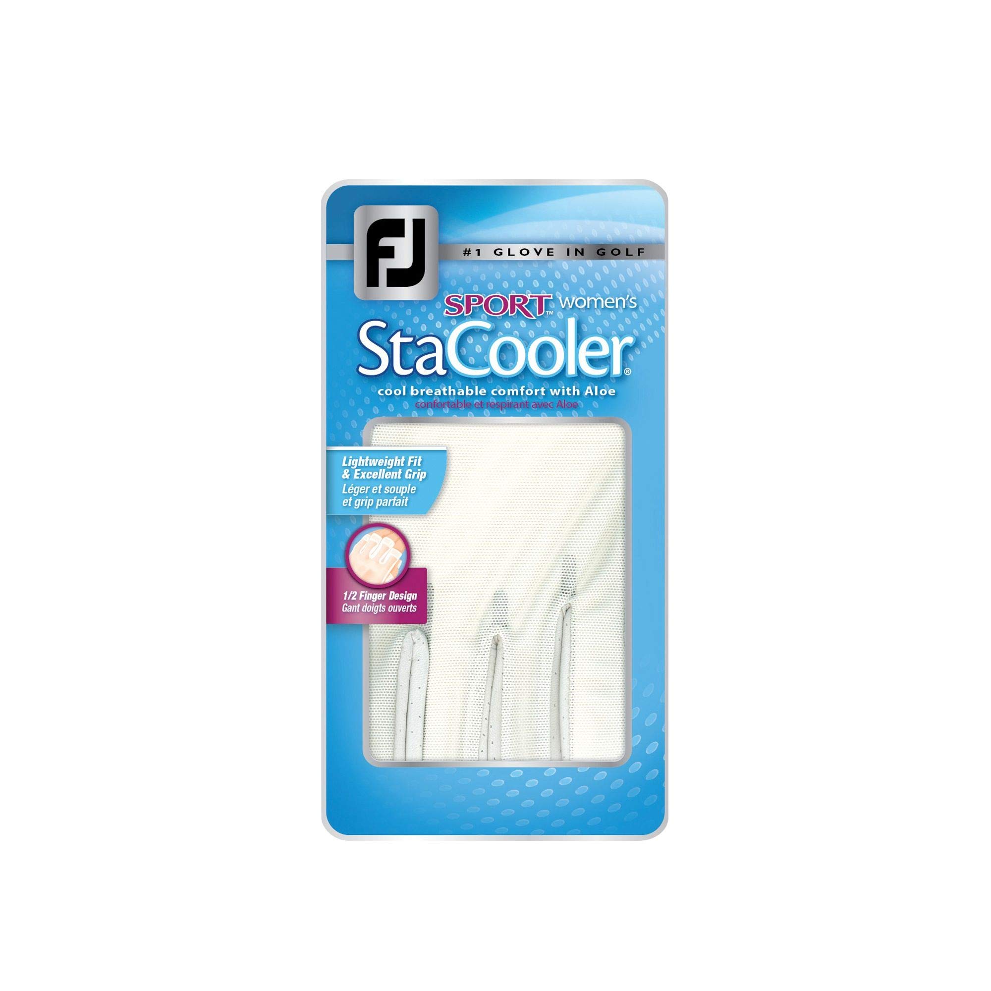 FootJoy Women's StaCooler Sport Golf Glove, White Large, Worn on Left Hand