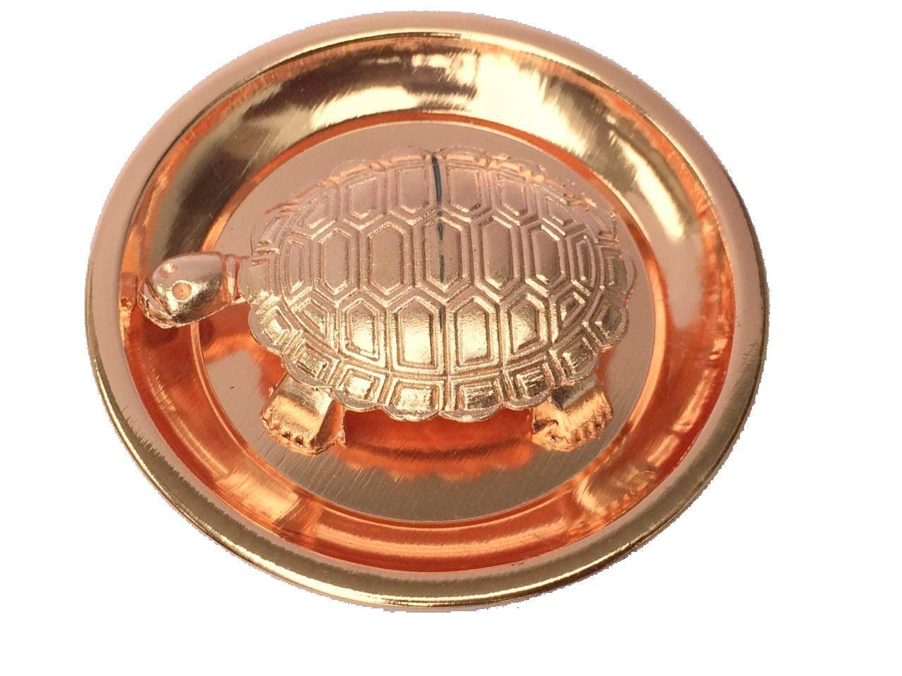 Feng Shui Copper Plate & Tortoise/ Turtle Lucky, Best Wishes, Vastu Living Positivity, Wealth, Good Health ,Good Luck & Longevity, for Home, Office Decor Gift Items. Set of 1