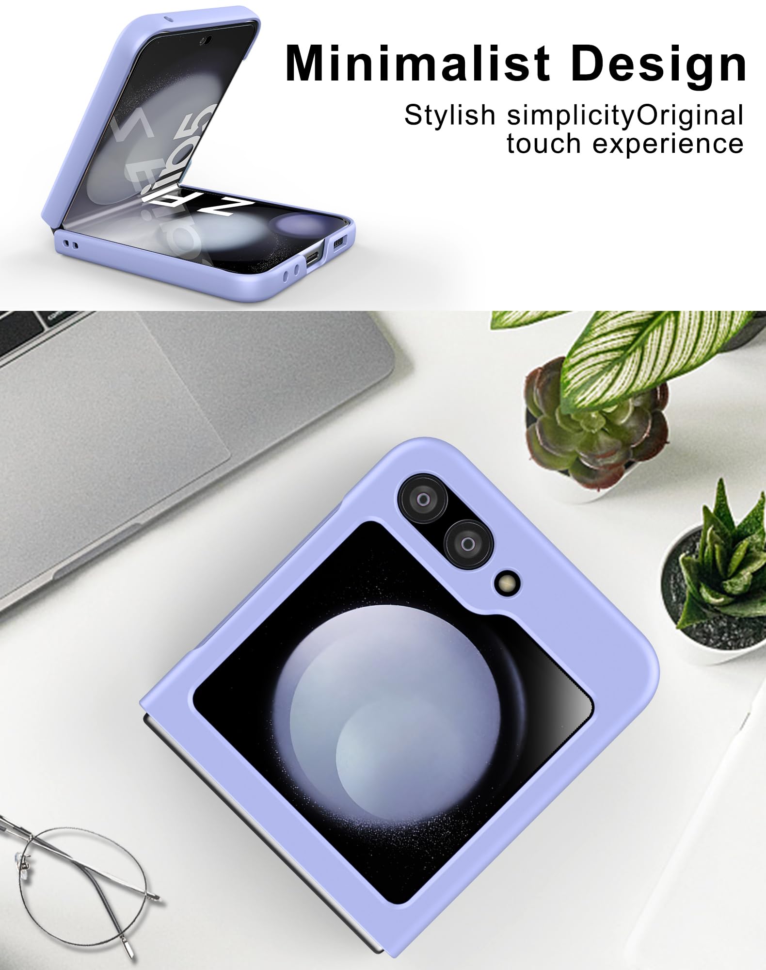 Foluu Slim Fit Case for Samsung Galaxy Z Flip 5 Case, Ultra Thin Matte PC with Non-Slip Grip Full Protection Protective Cover for Samsung Galaxy Z Flip5 5G 2023 (Purple)