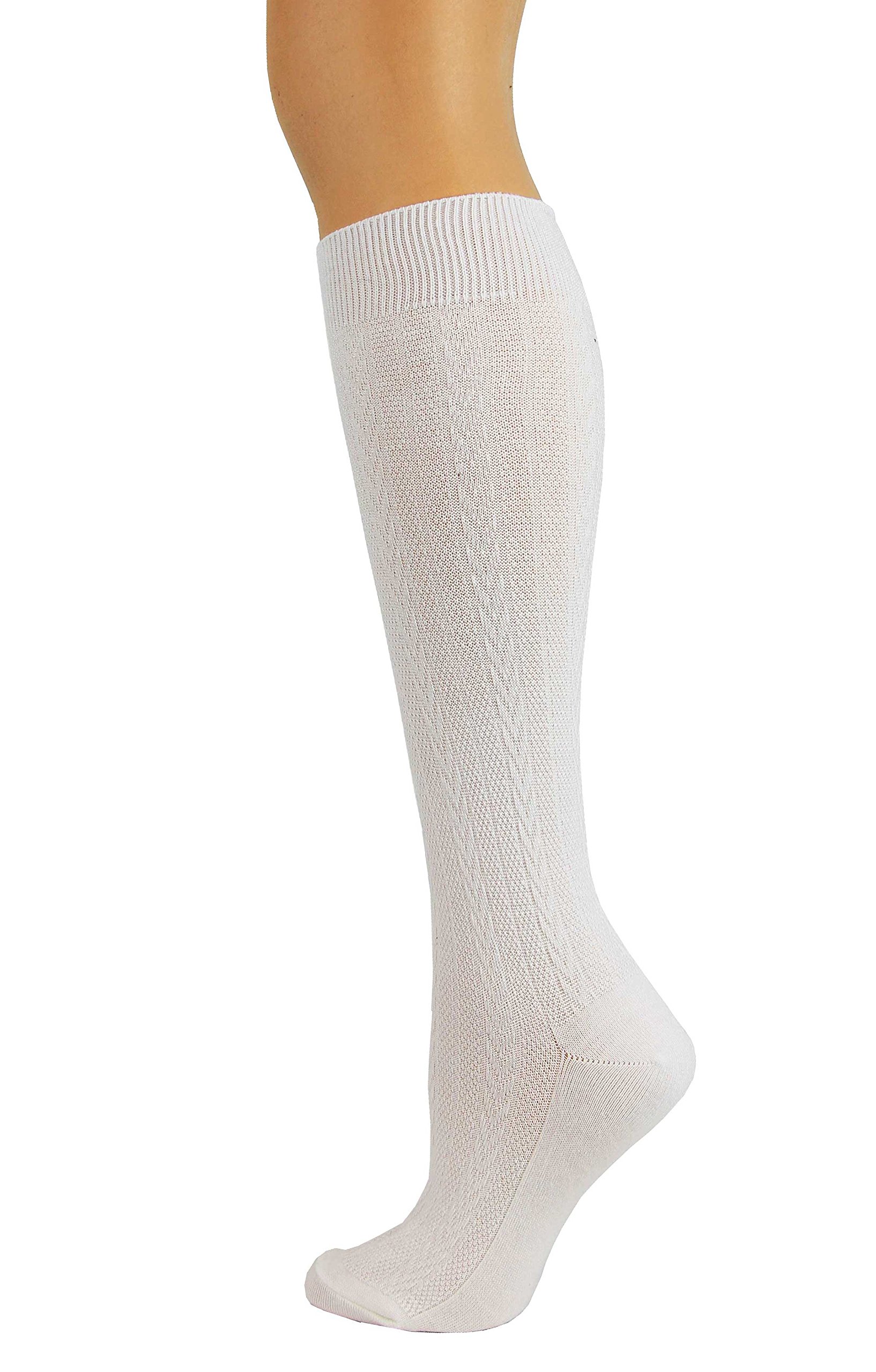 Foot Traffic, Textured Cable Knit Knee Socks, Sage, One Pair, Shoe Size 7-12
