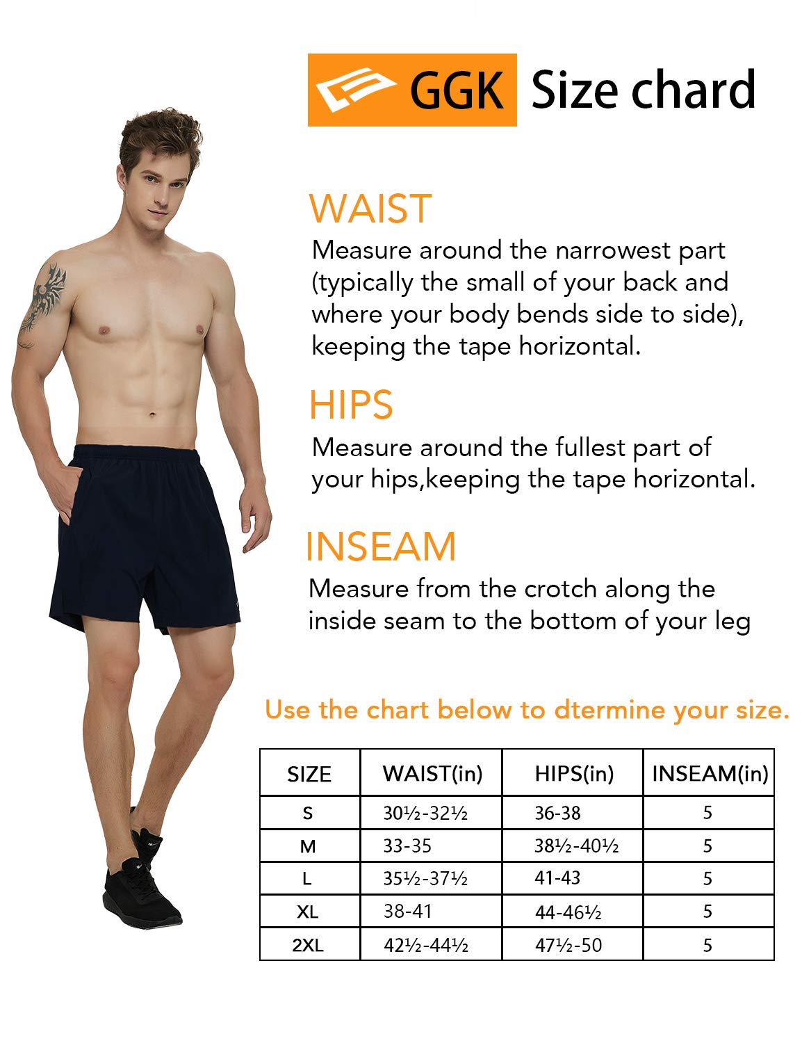GGK Mens 5 Inch Running Shorts Lightweight Quick Dry Athletic Shorts for Workout Gym Training with Back Zipper Pockets Black