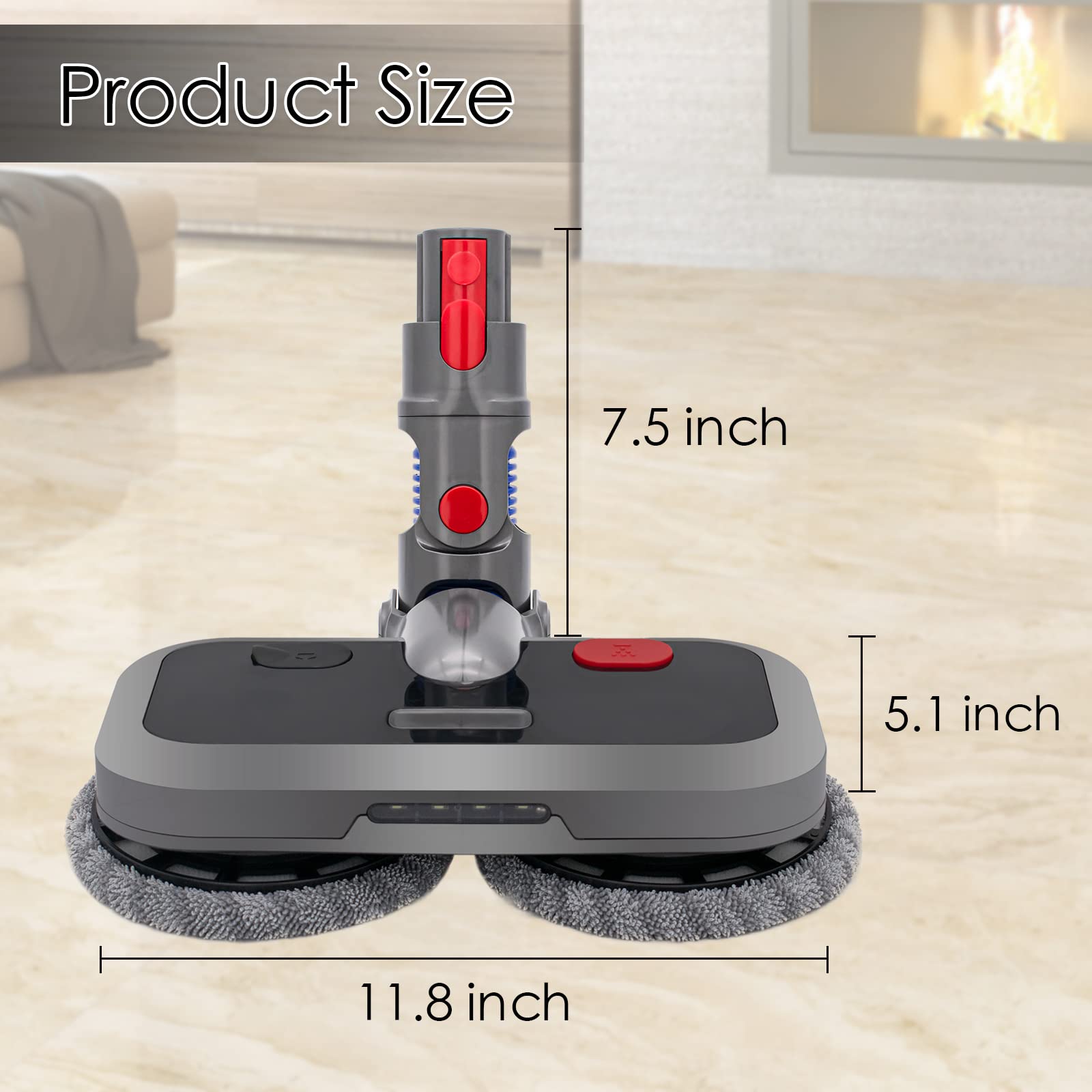 Garbage fighter Electric Mop Head Attachment for Dyson V7 V8 V10 V11 V15 Wireless Vacuum Cleaner Wet & Dry Mop Cleaning Head Floor Brush Replacement Parts