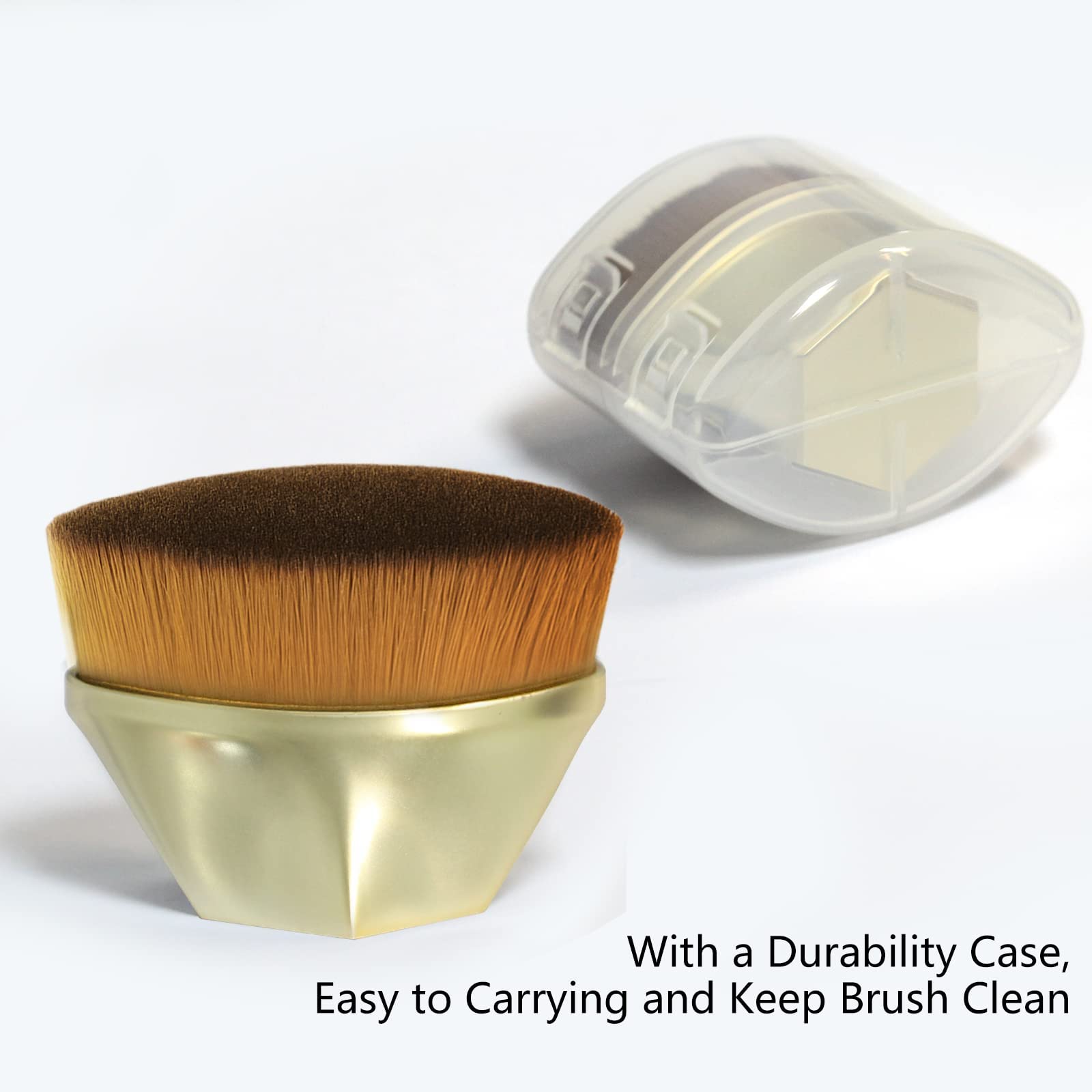 Foundation Makeup Brush Liquid Powder and Cream Foundation Brush Kabuki Flawless Flat Top Blending Makeup Brush(Gold)
