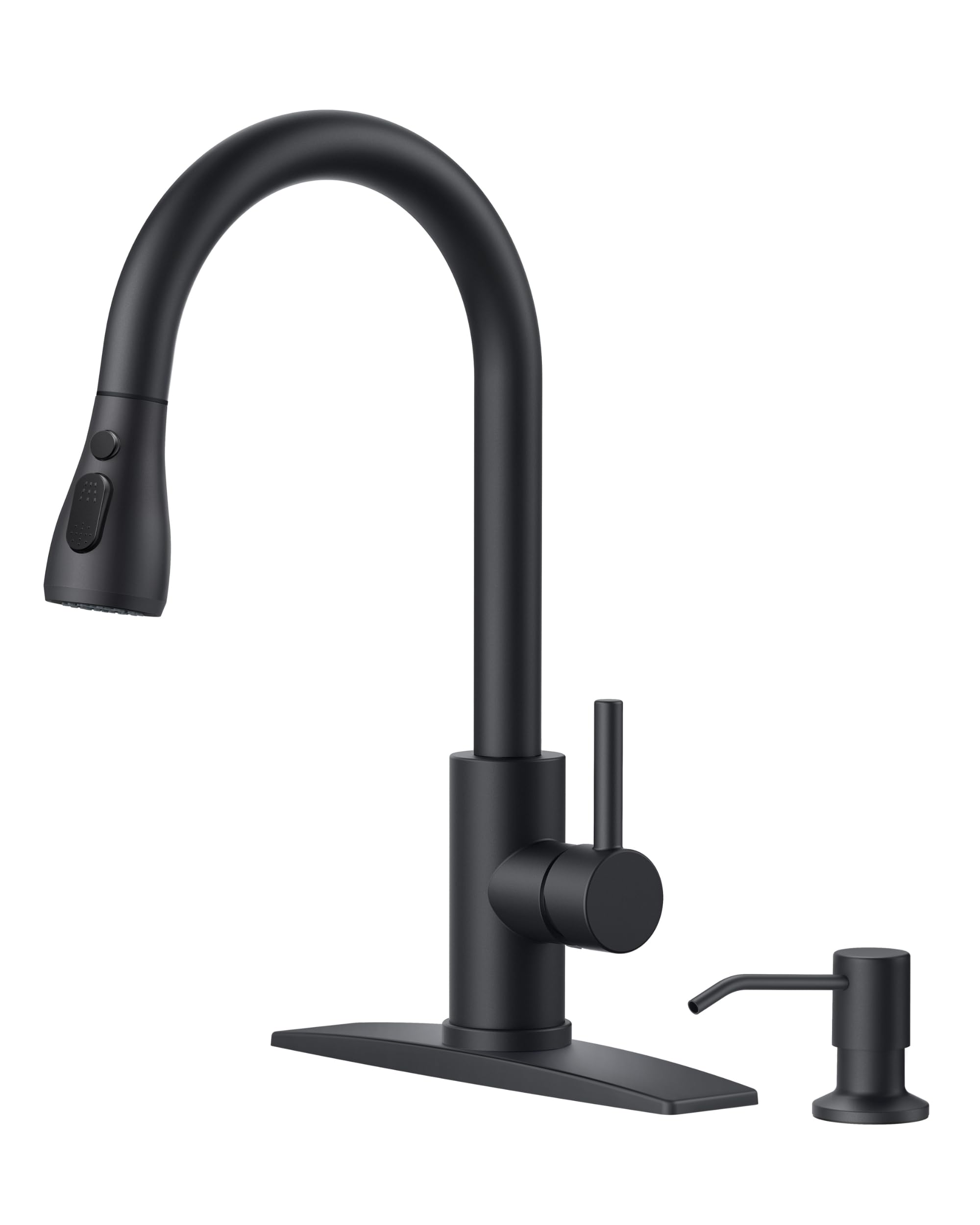 FORIOUS Kitchen Faucet with Soap Dispenser, Kitchen Sink Faucet with Pull Down Sprayer, Modern Stainless Steel Kitchen Faucets, Single Handle Sink Faucet for Sink, RV, Laundry, Bar, Oil Rubbed Bronze