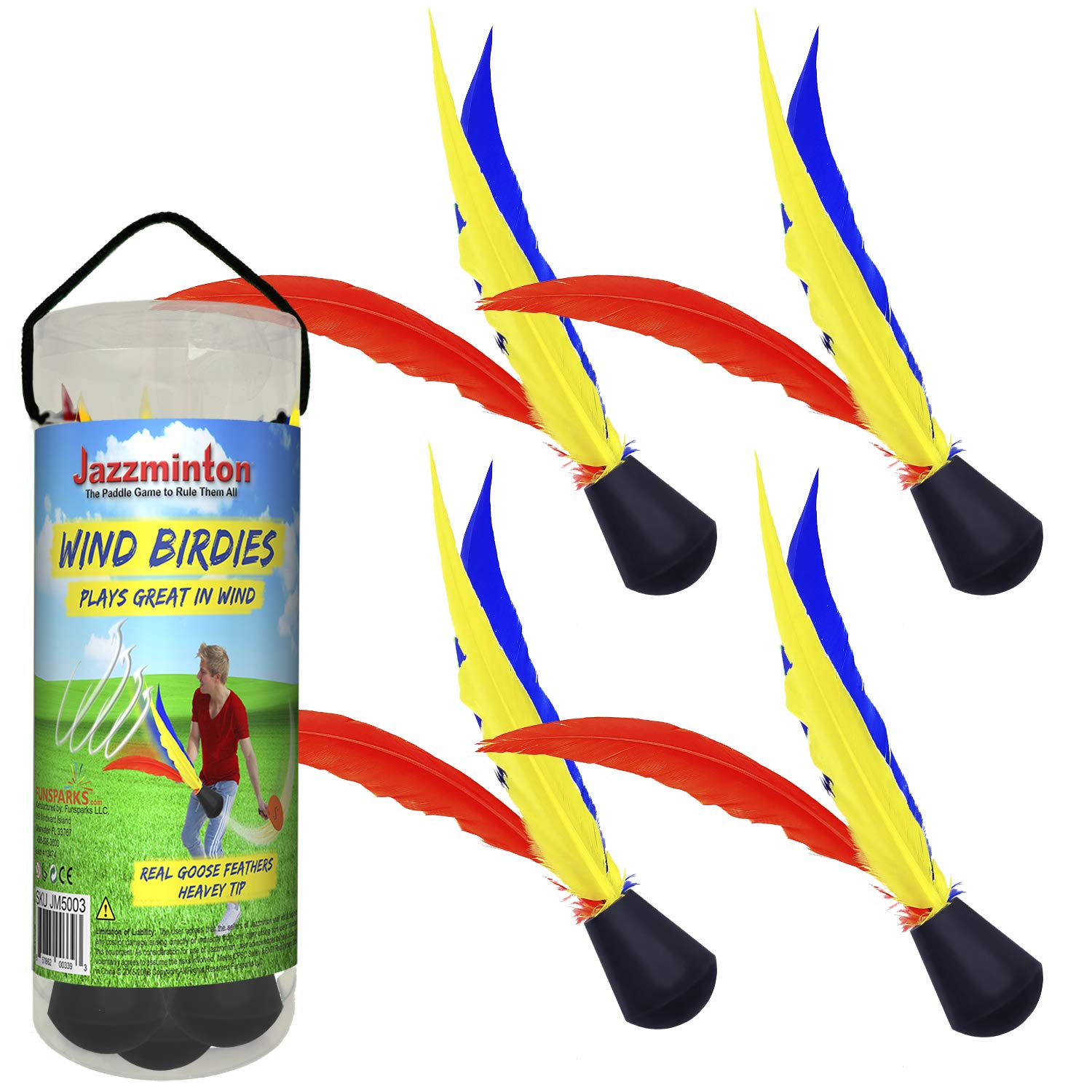 Funsparks Jazzminton Wind Birdies or Shuttlecocks - Played Outdoors at The Beach, Lawn or Tailgating for Windy Conditions or Advanced Players