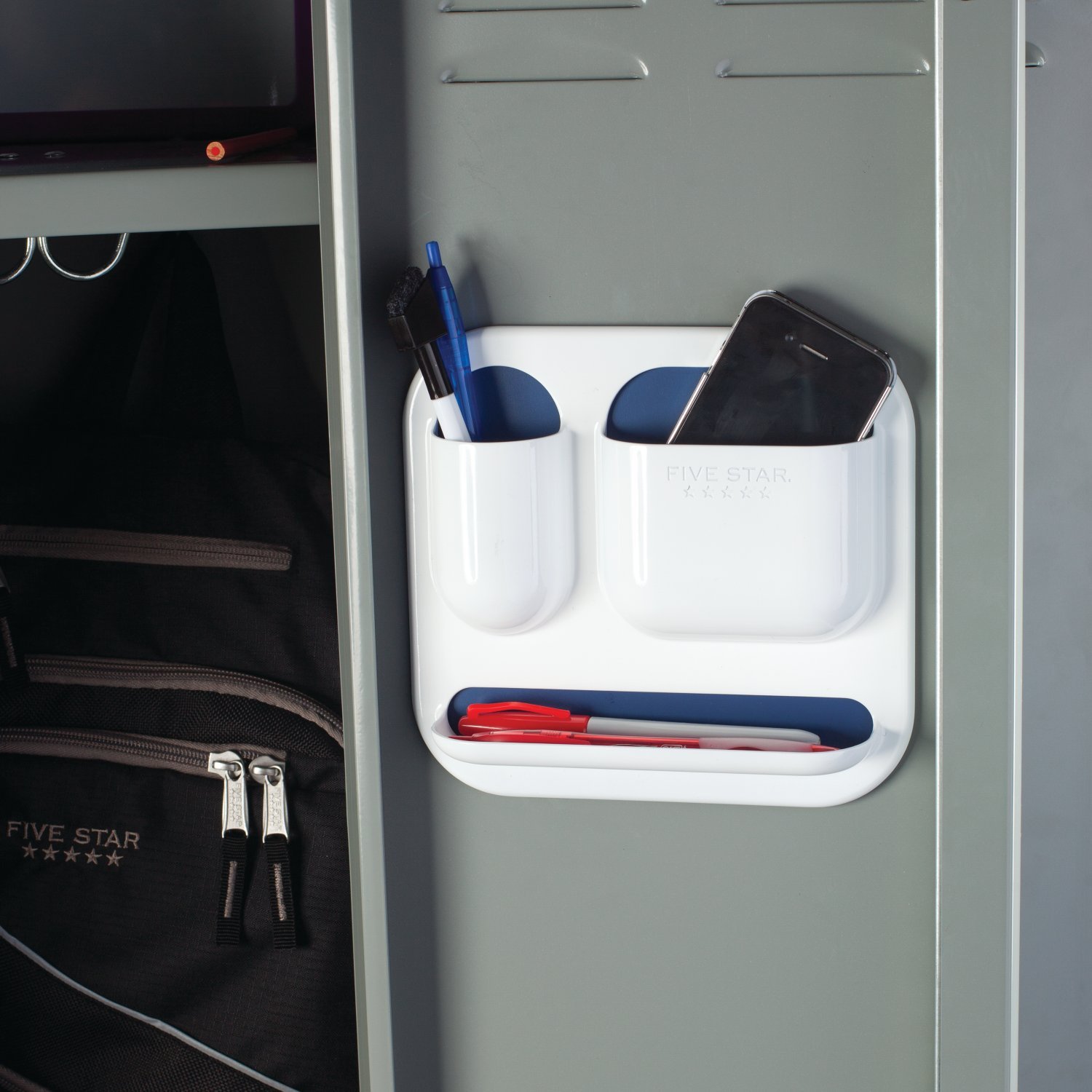 Five Star Locker Accessories, Magnetic Tri-Pocket Storage with Dry Erase Surface, Color Selected For You (81136)