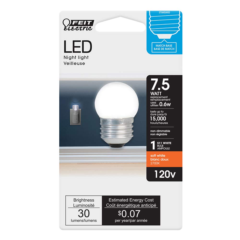 Feit Electric BP71/2S/W/LED/6 7.5-Watt EQ Non-DM E26 Base S11 Frost Specialty LED Light Bulb, 6-Pack