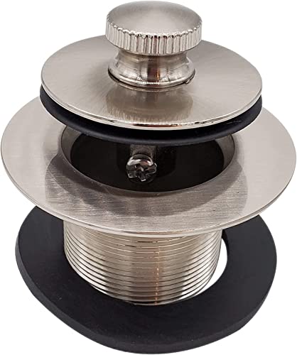 Westbrass D941K-07 1-3/8" Fine Thread Twist & Close Bathtub Drain Trim with One-Hole Overlfow Faceplate, Satin Nickel
