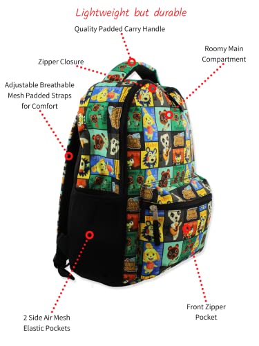 Nintendo Animal Crossing Kids 16 Inch School Backpack (One Size, Black)
