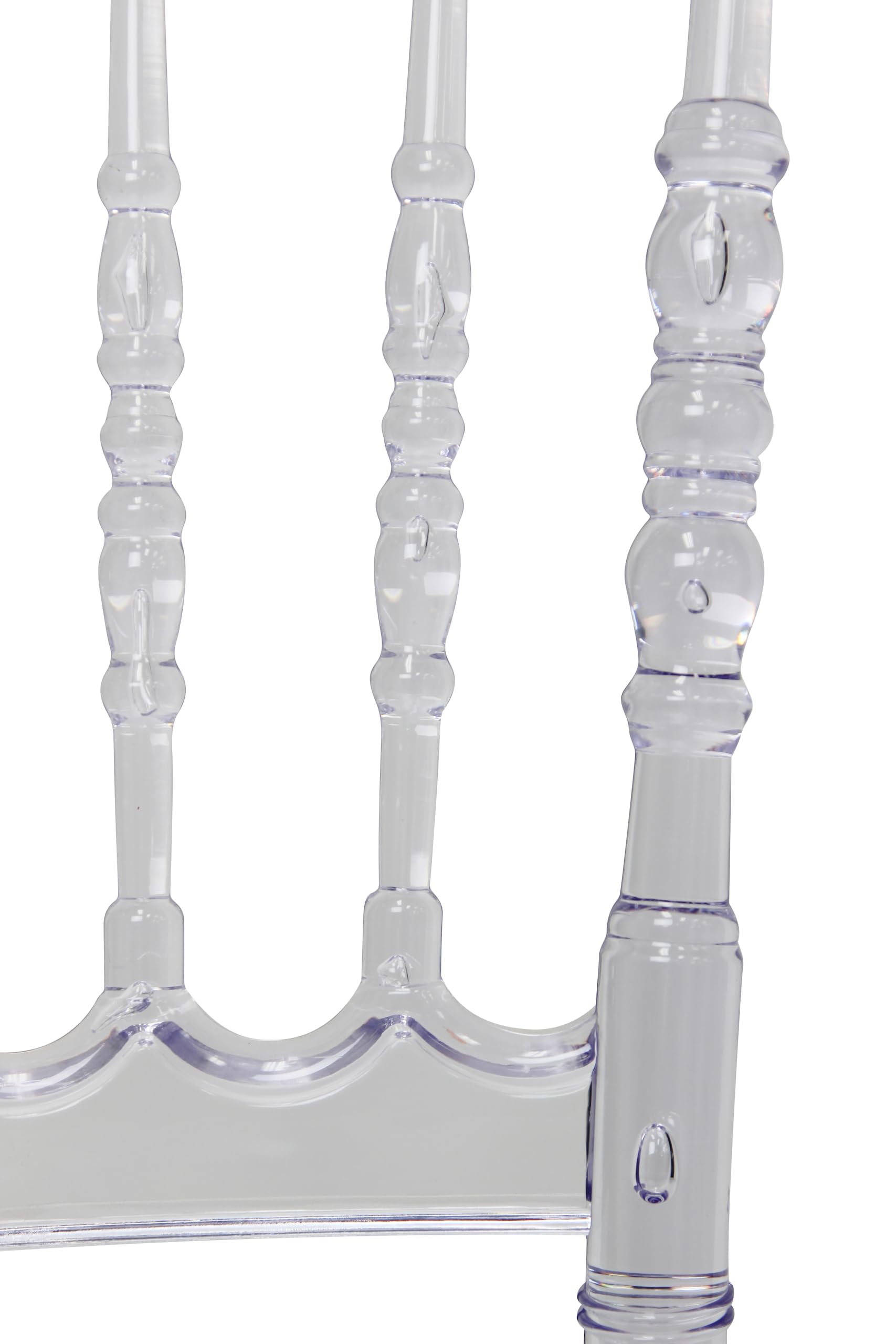 Fohfurniture Set of 4 Clear Crystal Acrylic Chairs, Transparent Stacking Chiavari Dining Chairs for Weddings, Banquets, Events (Napoleon, Clear)