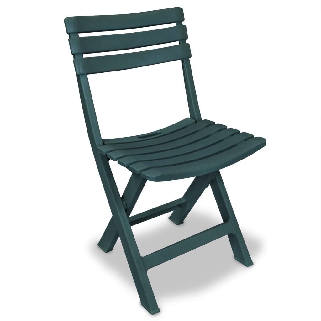 vidaXL 3-Piece Weather-Resistant Plastic Bistro Set in Vibrant Green - Folding Outdoor Patio Furniture for Compact Spaces