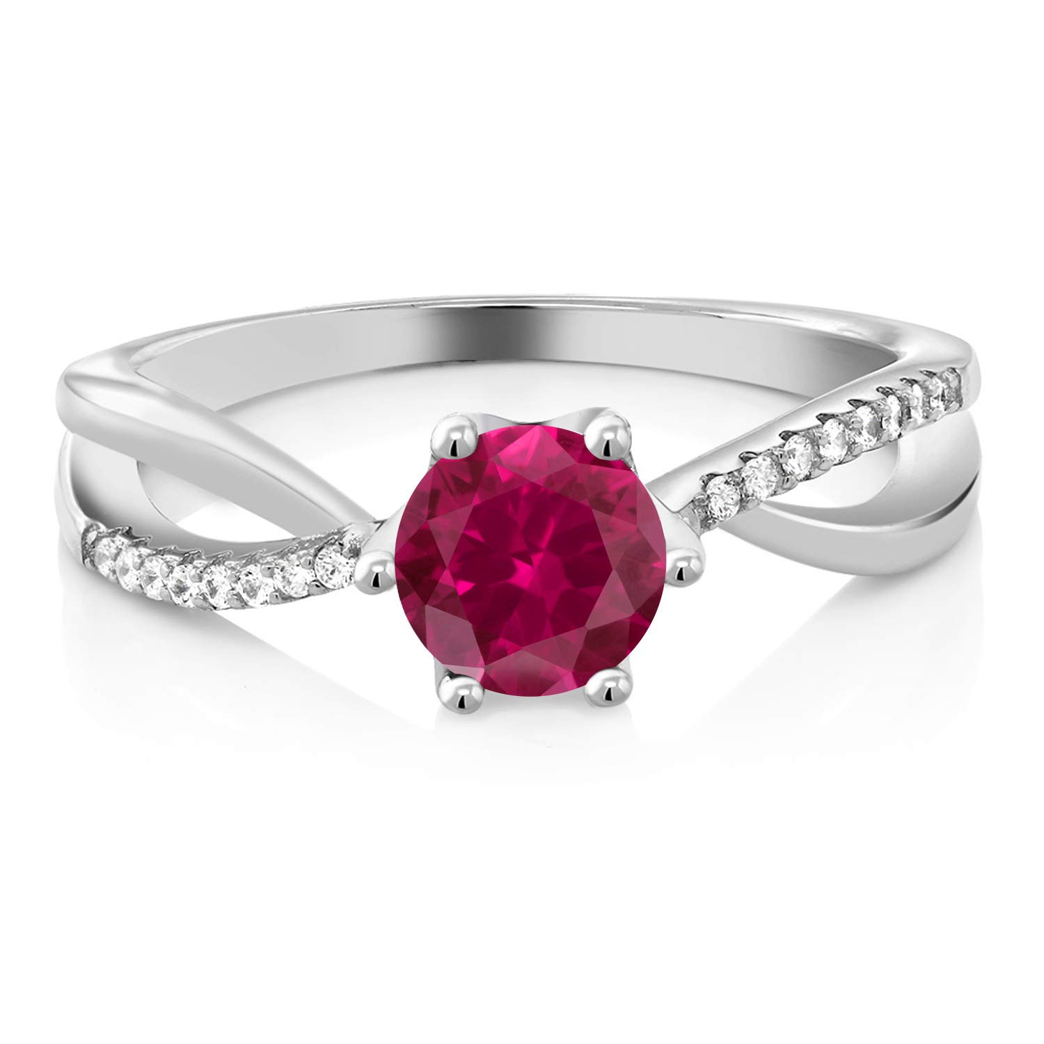 Gem Stone King 925 Sterling Silver Gemstone Birthstone Infinity Ring | Round 6MM | Wedding Engagement Anniversary Promise Ring For Women | Available In Size 5, 6, 7, 8, 9