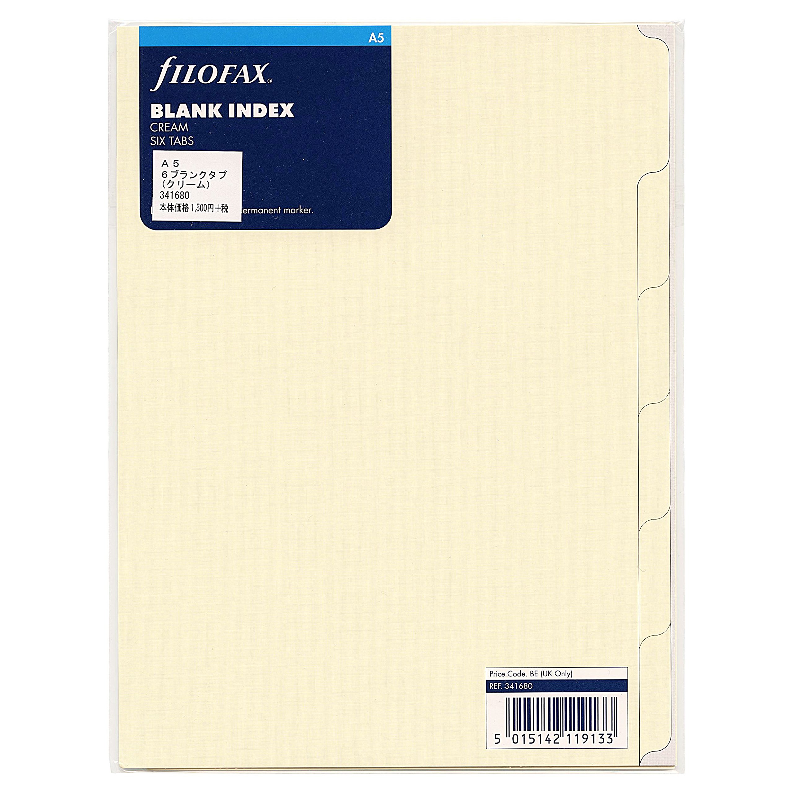 Filofax A5 6 Blank Index Cream (B341680)
