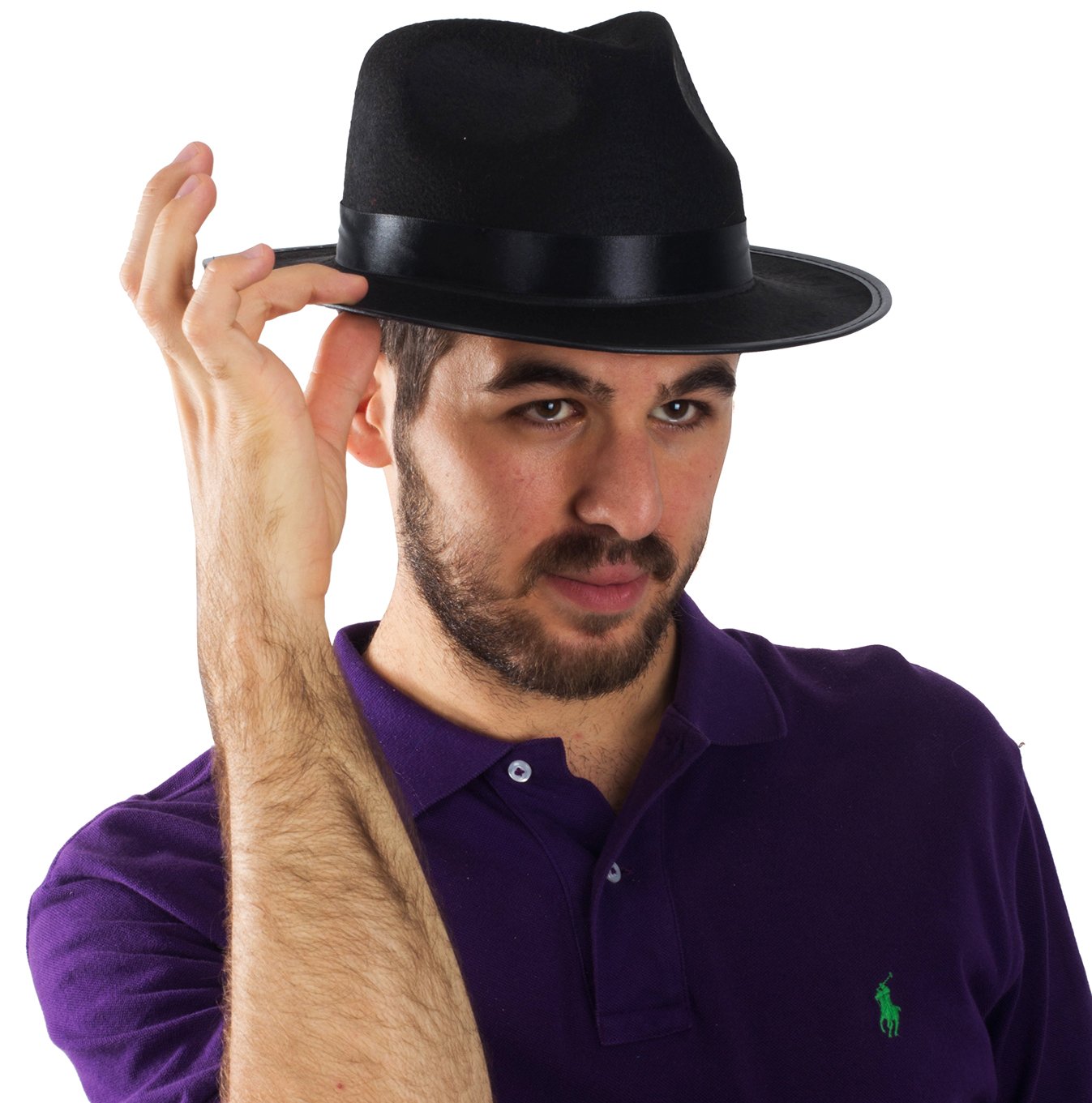 Funny Party Hats Black Fedora Hats for Men - Gangster Party Hats - Classic Mobster Mens Gangster Costume Accessory - 2 Pack Black & White