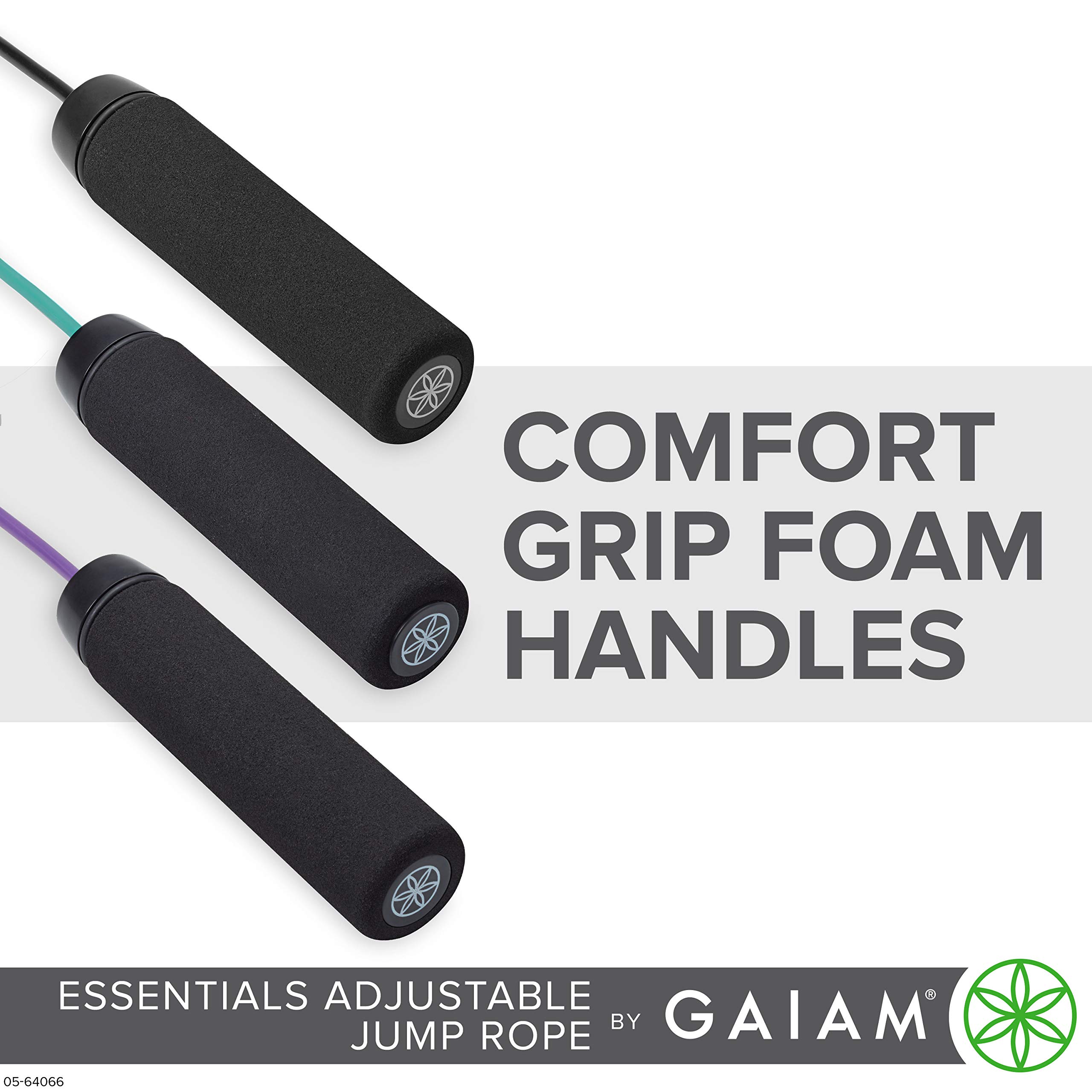 Gaiam Essentials Jump Rope - 9ft Adjustable Tangle Free Vinyl Skipping Cable Jumping Rope | Soft Foam Grip Handles, Teal