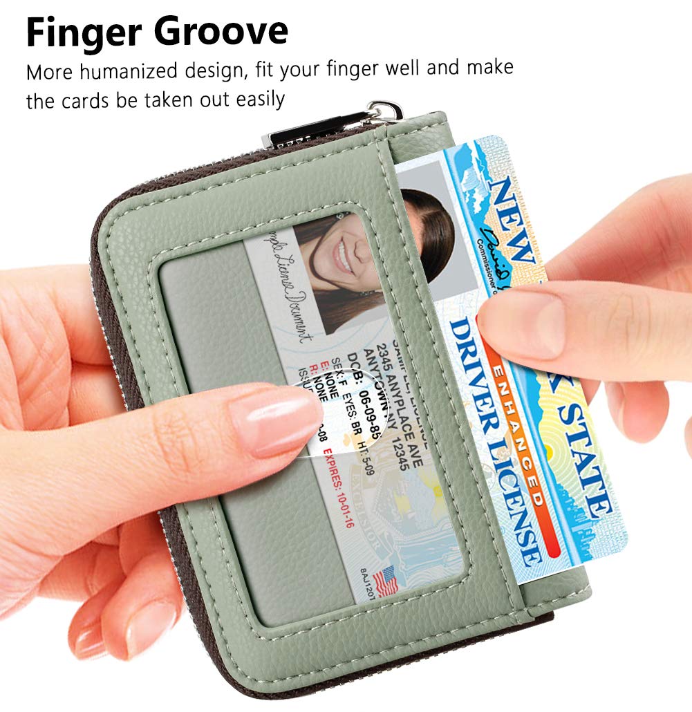FurArt Credit Card Wallet, Zipper Card Cases Holder for Men Women, RFID Blocking, KeyChain Wallet, Compact Size