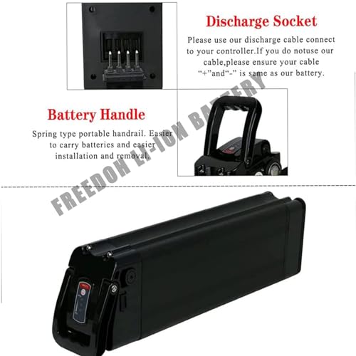 FREEDOH E-Bike Battery 48V Lithium Ion Ebike Battery Pack 8Ah 10Ah 13Ah 15Ah 17.5Ah 20Ah Replacement Li-ion Battery for 250-1000W Motors with Charger,48v,20Ah