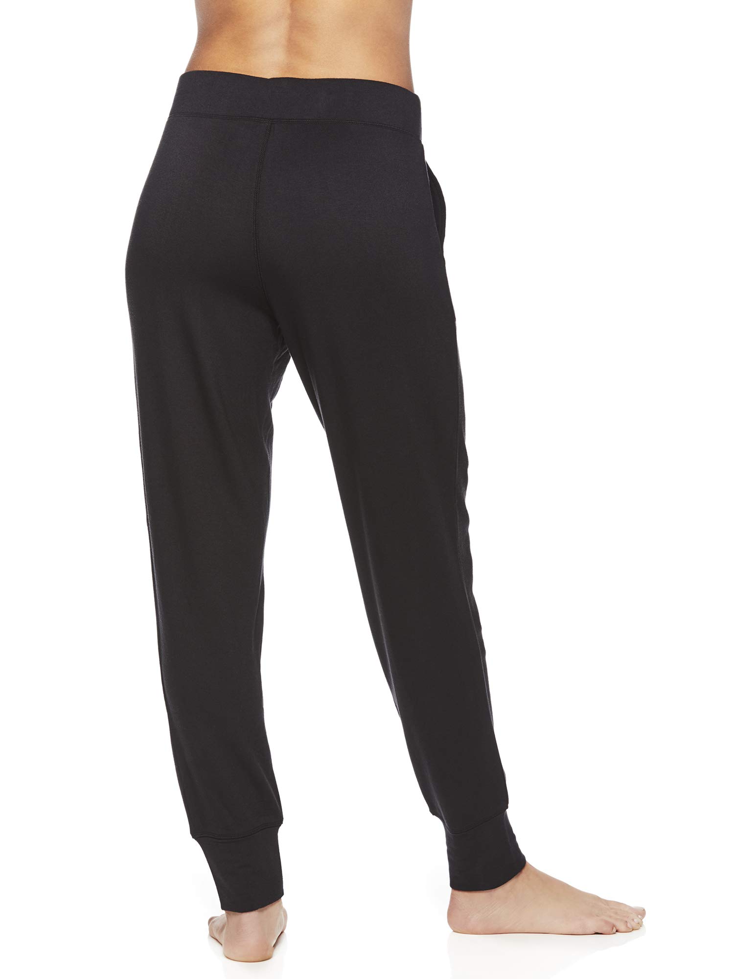 Gaiam Women's Jogger Yoga Pants - Mid Rise Waist Performance Fleece Jogging Bottoms - Black (Tap Shoe), Large
