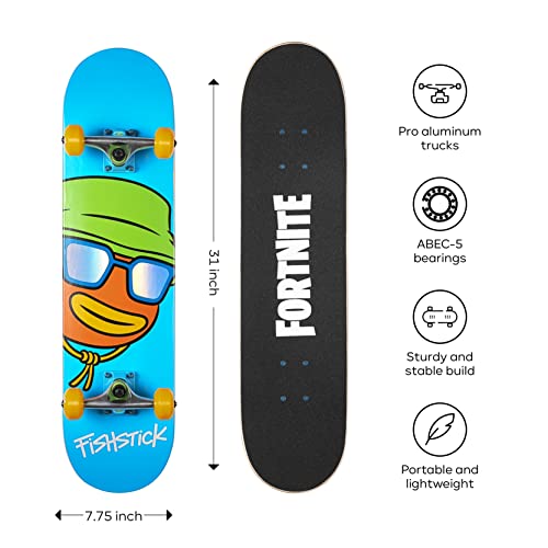 Fortnite 31" Skateboard - Cruiser Skateboard with Printed Graphic Grip Tape, ABEC-5 Bearings, Durable Deck & Smooth Wheels