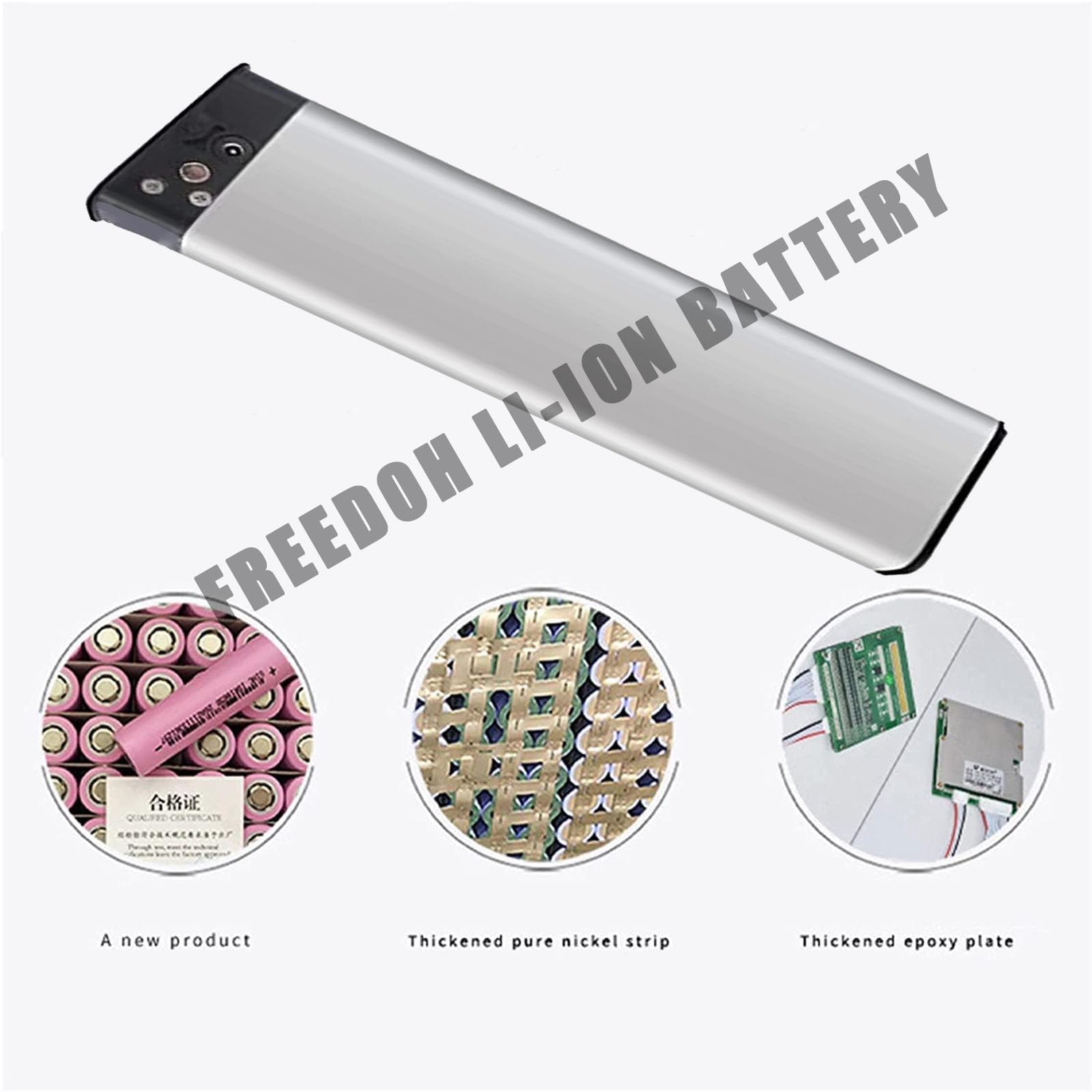 FREEDOH Ebike Battery 36V 48V Folding E-Bike Battery 7.8Ah 10.4Ah Electric Bike Lithium Battery Pack 36V 48 Volt Replacement Li-ion Batteries for 0-350W Motor,48v,7.8Ah