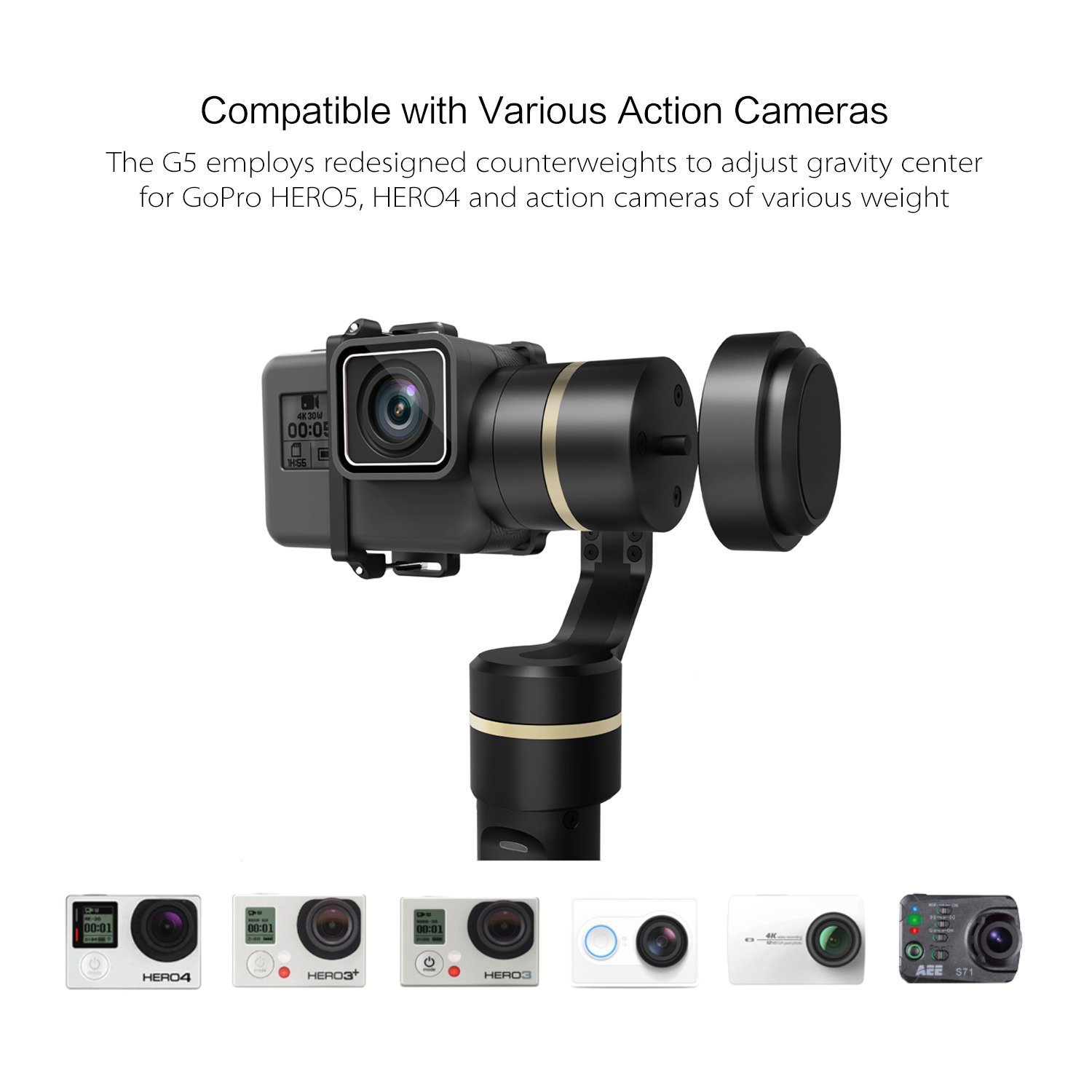 FeiyuTech G5 3-Axis Gimbal Stabilizer for GoPro Hero Series Session Action Camera Handheld Gimbal Tripod Splash-Proof