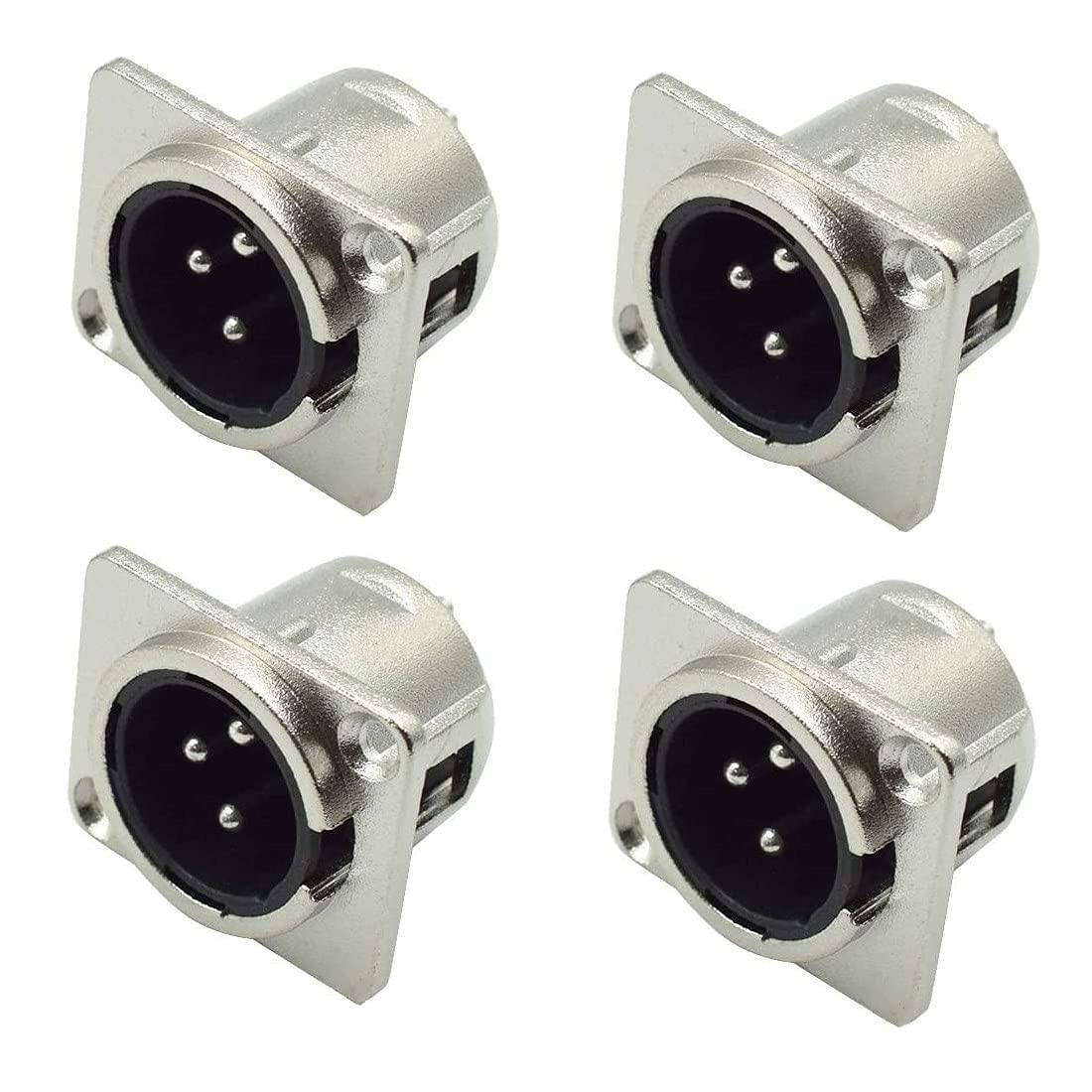 GDQLCNXB XLR Male Jack 3 Pin Panel Mount Jacks,Silver Metal Housing XLR-M Socket Audio Speaker Microphone Connector 8Pcs.