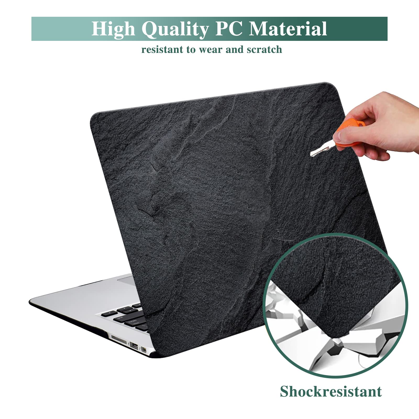 Funut Compatible with MacBook Air 13 inch Case 2021 2020 2019 2018 Release M1 A2337/A2179/A1932, MacBook Air 2020 Case, Plastic Hard Shell Case & Keyboard Cover for Mac Air 13.3 inch, Black Marble