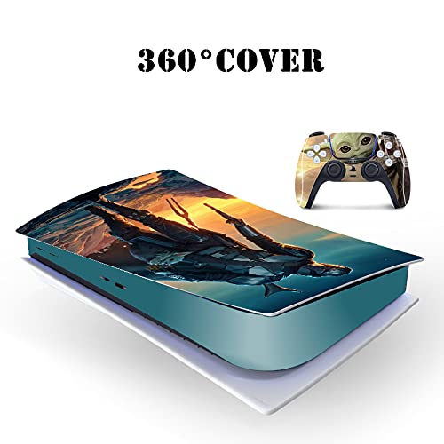 Game Console and Controller Skins and Wraps for PS5 Disk Edition, Durable Scratch Resistant Bubble-Free Stitckers for Playstation5 Disc Version
