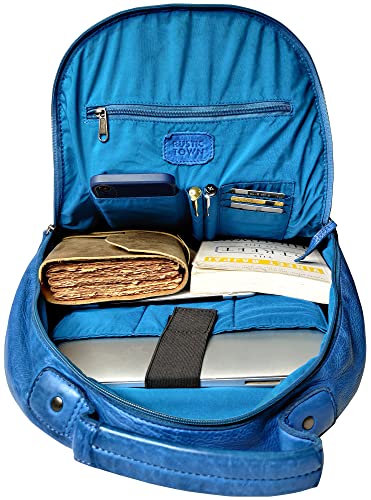 RUSTIC TOWN Leather Laptop Backpack for Women - Washed Leather Multipurpose Handbag, College Bookbag Camping Daypack Fashion Shoulder Travel Bag