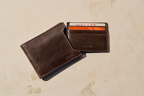 Fossil Men's Derrick Leather Bifold Sliding 2-in-1 with Removable Card Case Wallet, Dark Brown, (Model: ML3685201)