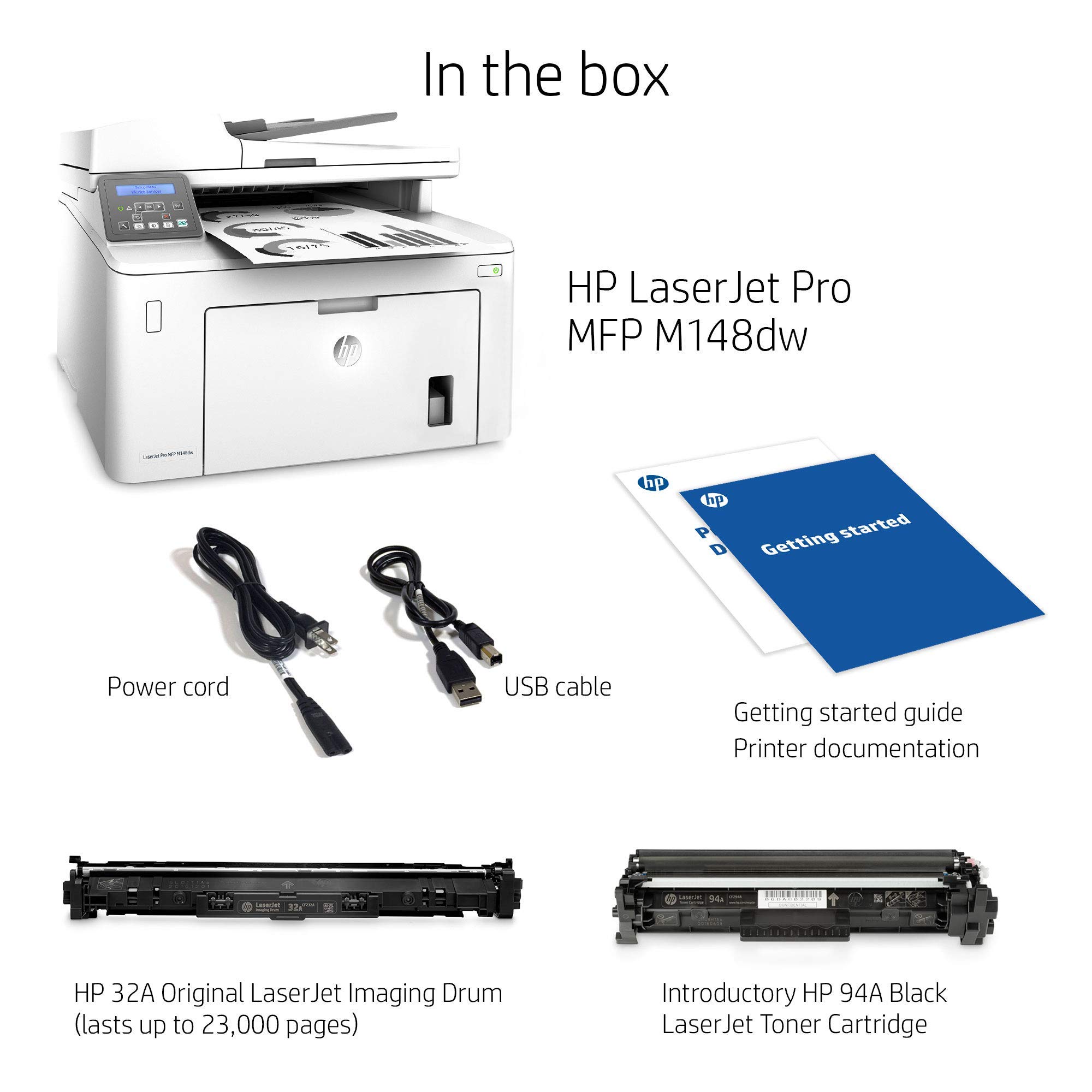 HP Laserjet Pro M148dw All-in-One Wireless Monochrome Laser Printer with Auto Two-Sided Printing, Mobile Printing & Built-in Ethernet (4PA41A) (Renewed)