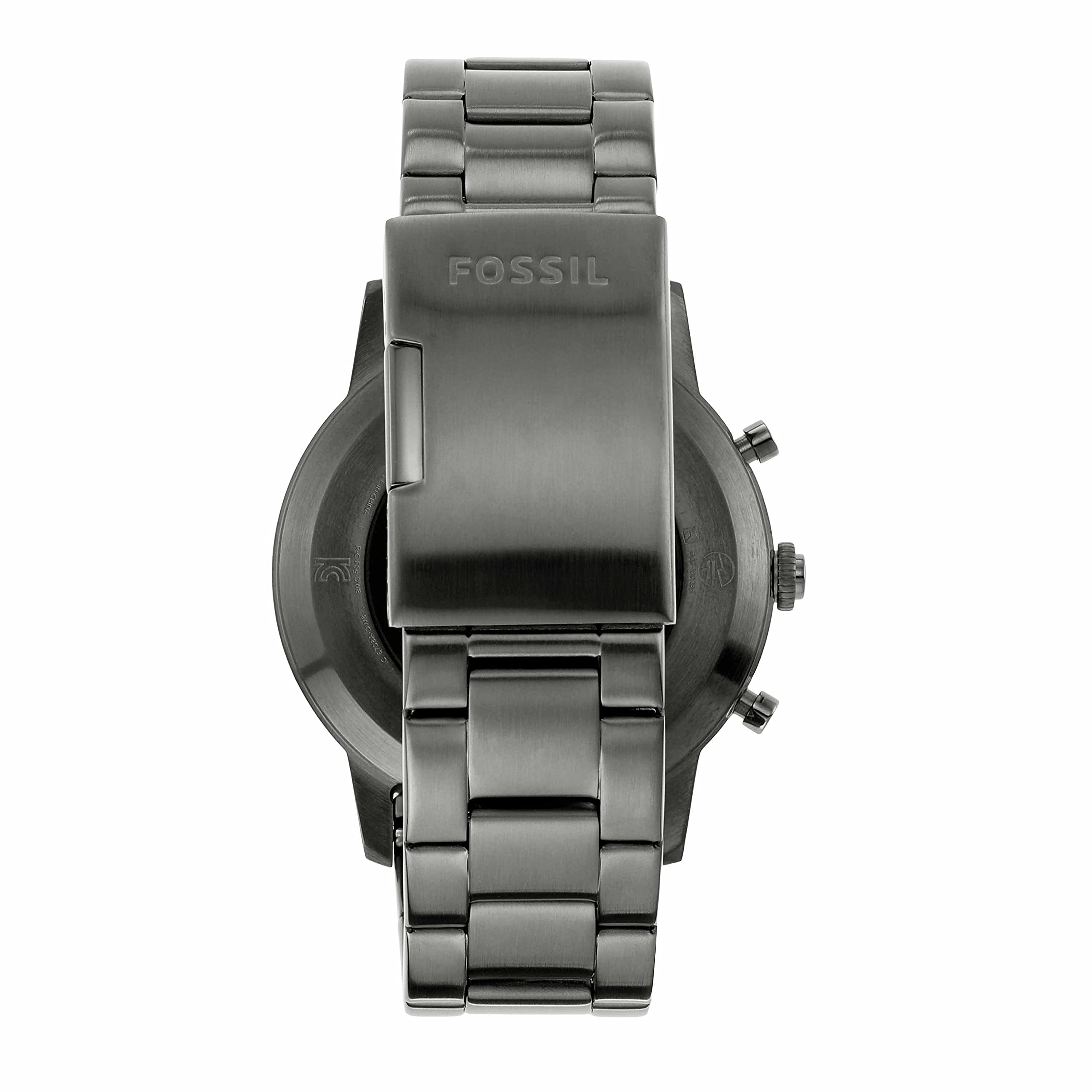 Fossil Men's 42mm Collider Stainless Steel Hybrid HR Smart Watch, Color: Smoke (Model: FTW7009)
