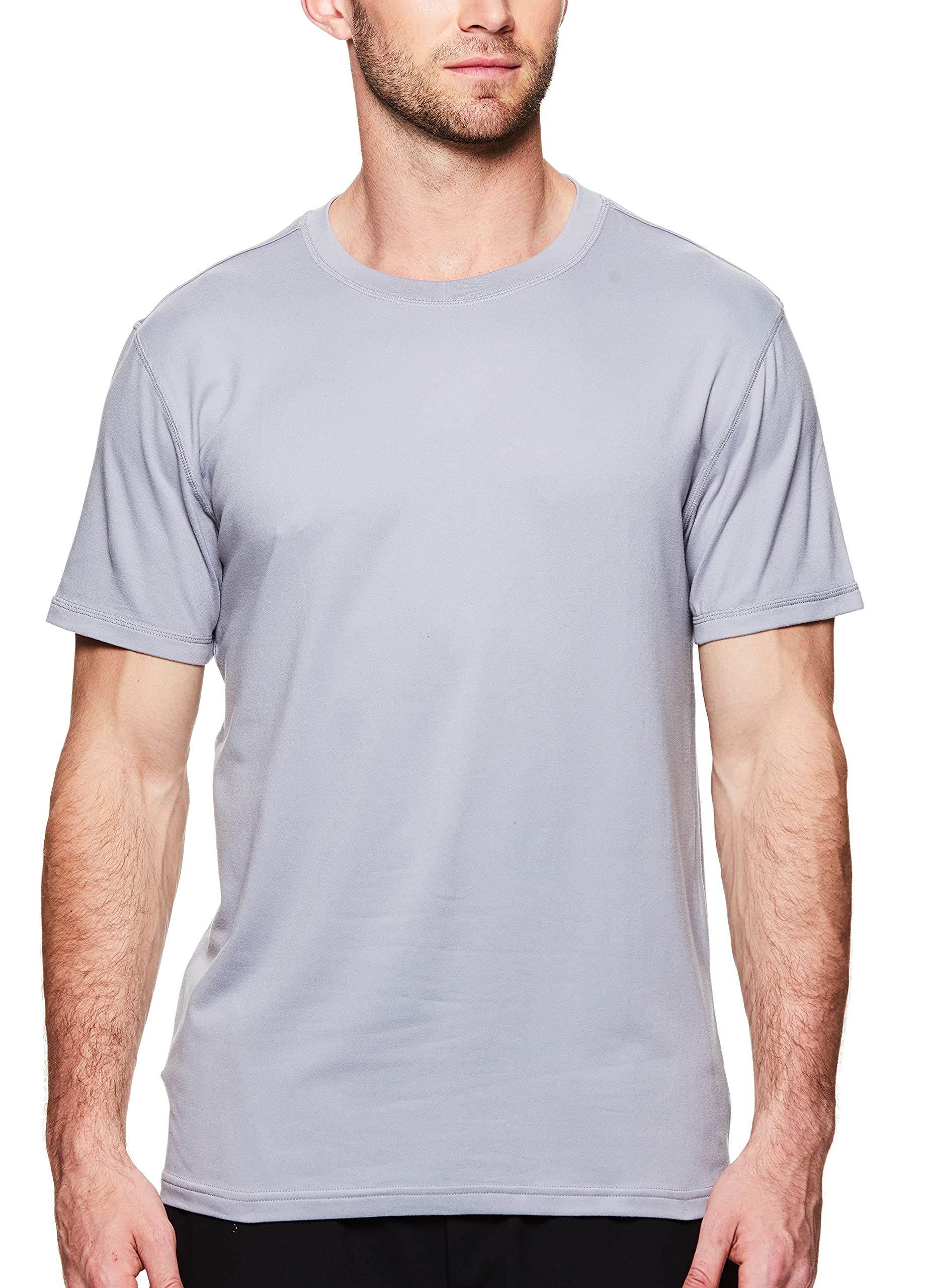 Gaiam Men's Athletic Yoga T-Shirt - Moisture Wicking Gym Training and Workout Shirt - Everyday Sleet Heather, Medium