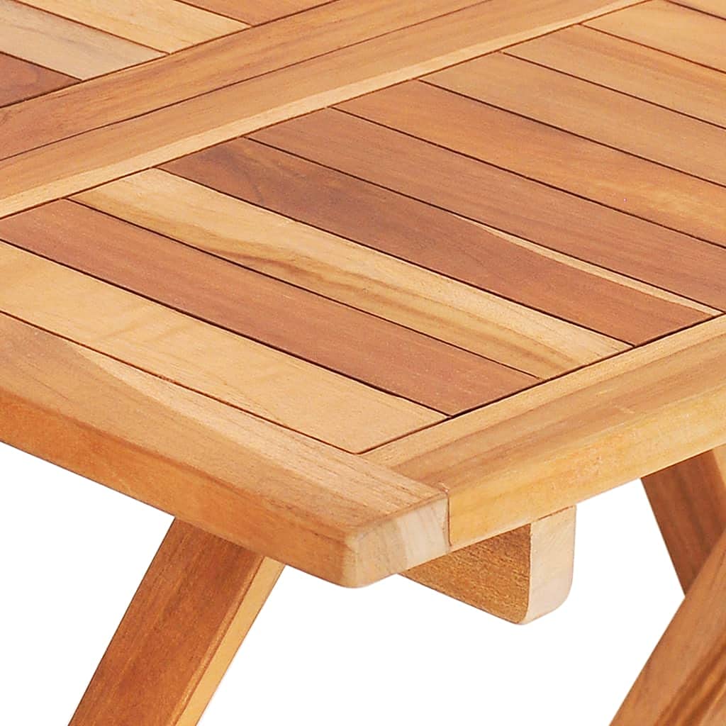 vidaXL Solid Teak Wood Bistro Table - Foldable Patio Furniture for Outdoor/Indoor Use, Brown, Space-Saving Design, 23.6"x23.6"x25.6"