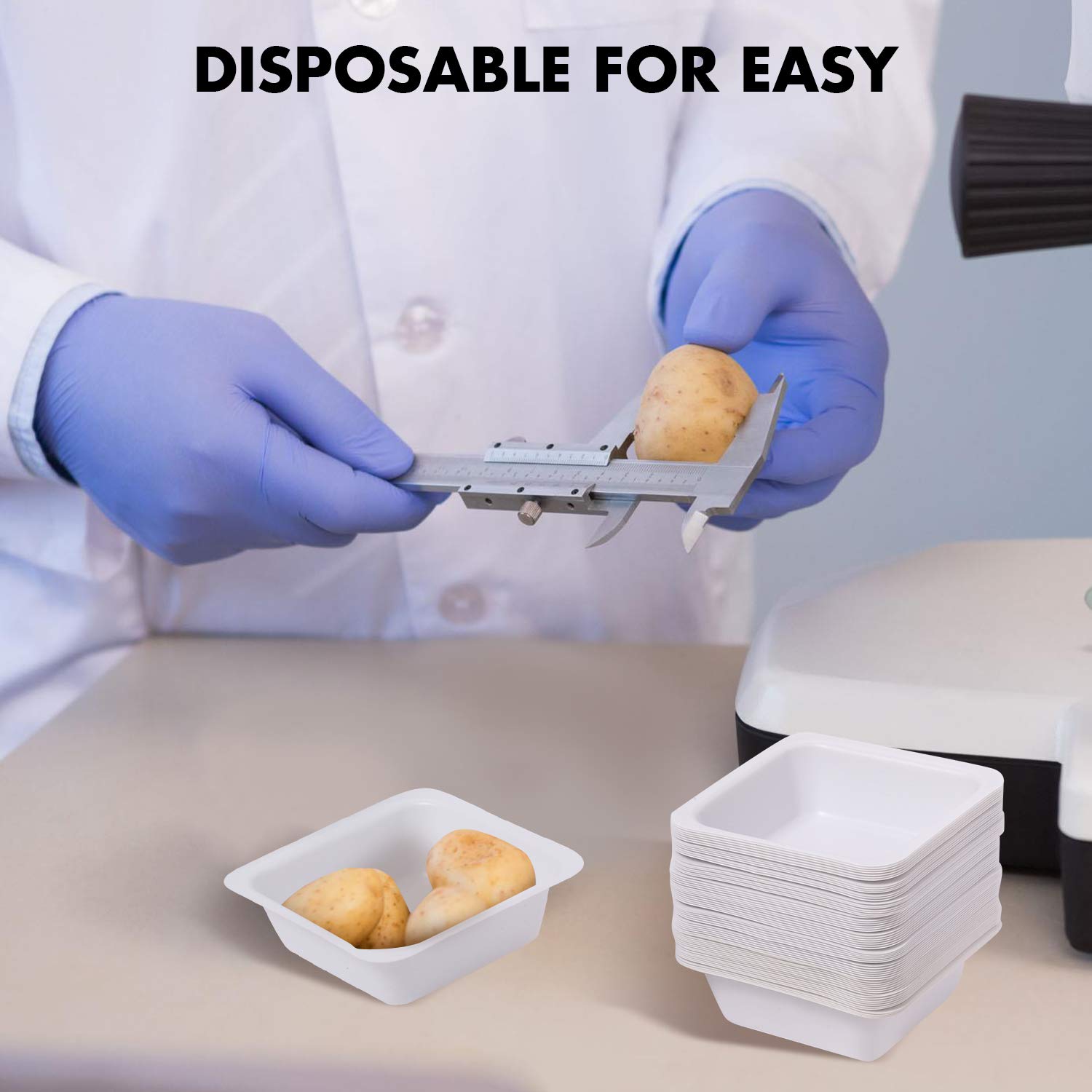Young4us 7ml 100ml Weigh Boat Set, 100 Pack Small & Large Lab Weighing Dishes for Measuring, Storing, Mixing Powders & Liquids with Easy Pour Design Disposable Mini Plastic Square Dish Scale Tray