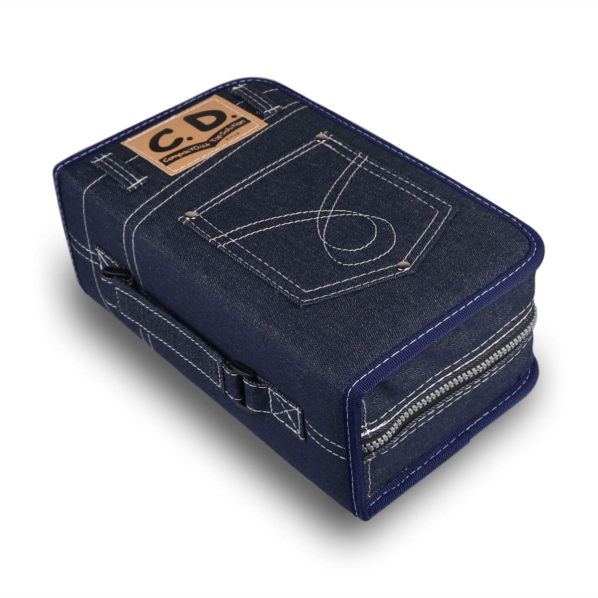 FORE® Legend Denim CD/DVD/Blu-Ray Disc 100pcs Wallet Case for CD/DVD Carrying Storage 128 Capacity Made of Denim Color Blue