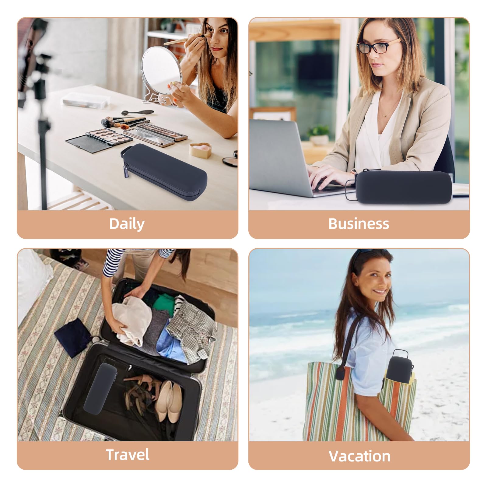 Frimon Silicone Makeup Brush Holder Travel Cosmetic Bag,Make Up Organizer Bag Case with Zipper for Travel,Toiletry,Makeup Tools