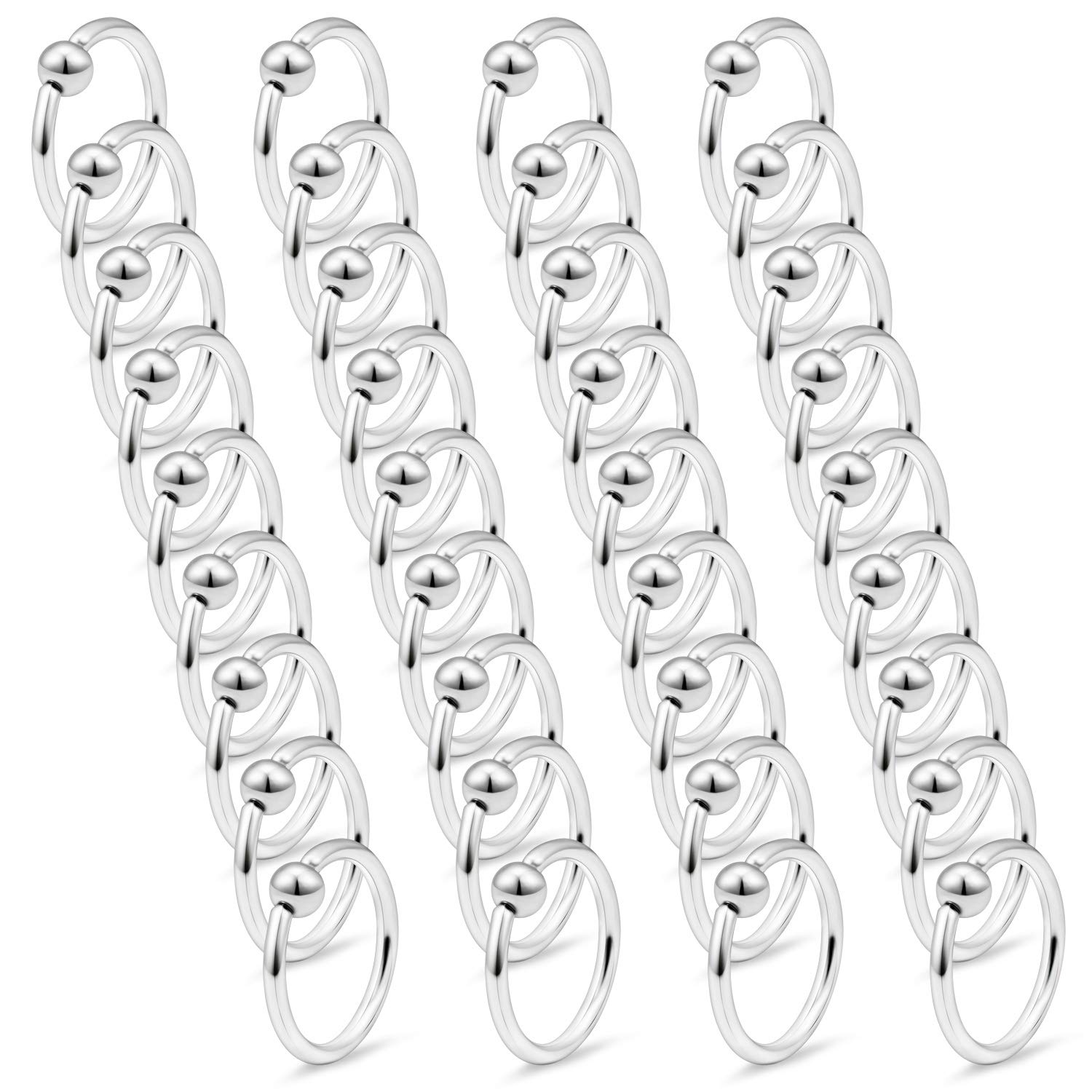 Ftovosyo 14G 36PCS Captive Bead Ring Stainless Steel Nose Nostril Septum Tragus Belly Helix Lip Eyebrow Earring Hoop Rings for Women 10mm