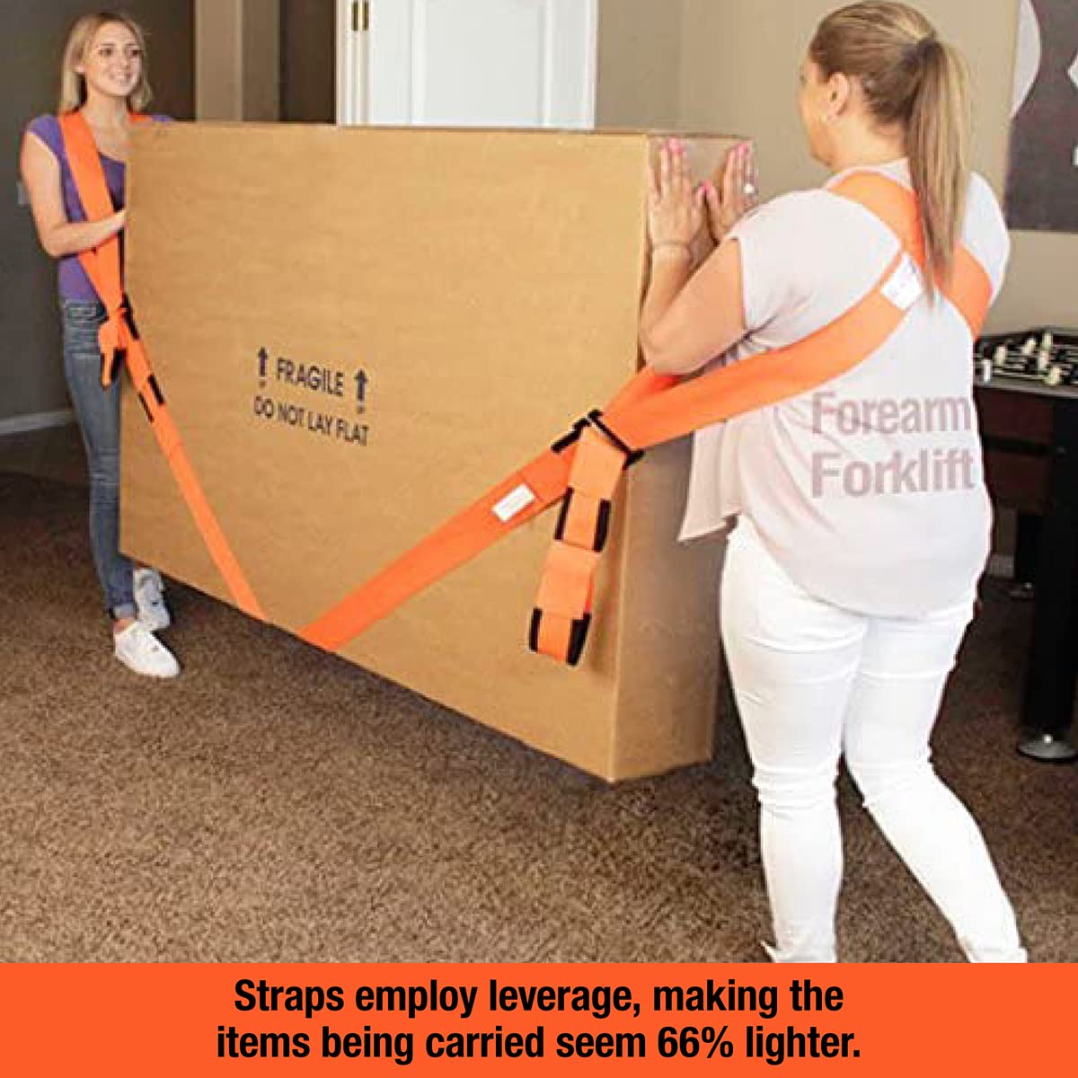 Forearm Forklift Shoulder Harness - Classic Model - Lift and Move Furniture, Appliances, Supports pcs up to 800 lb. Moving Strap Set, 2 Harnesses and 2 Classic Length Straps, 1-Orig Pack, Go USA