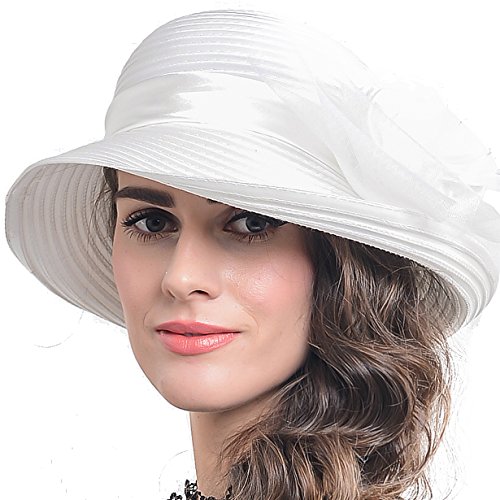 FORBUSITE Church Kentucky Dress Derby Hats for Women White