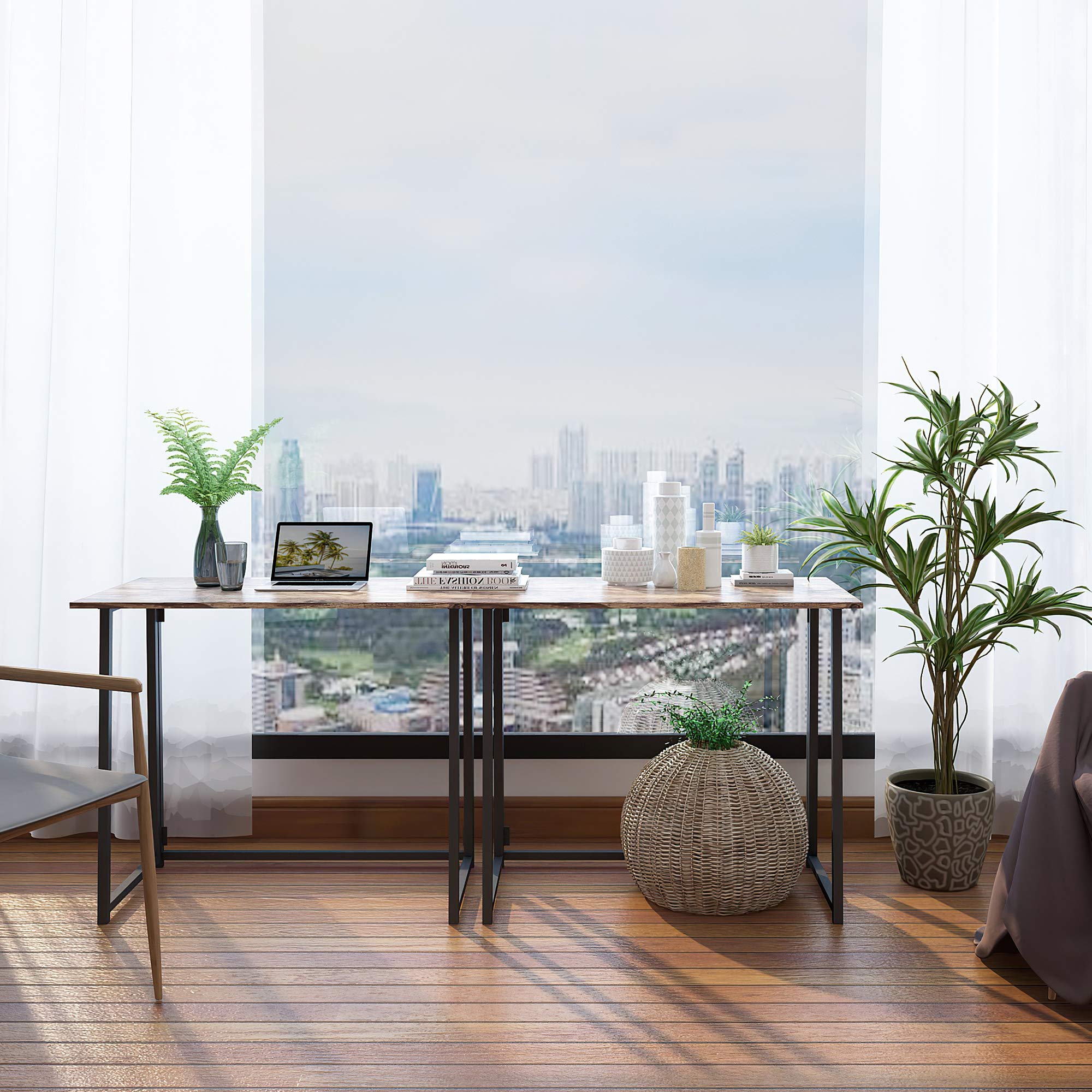 GHQME Folding Desk No-Assembly Writing Table Small Computer Desk Home Office Desk for Small Places (31.5", Fire Board)