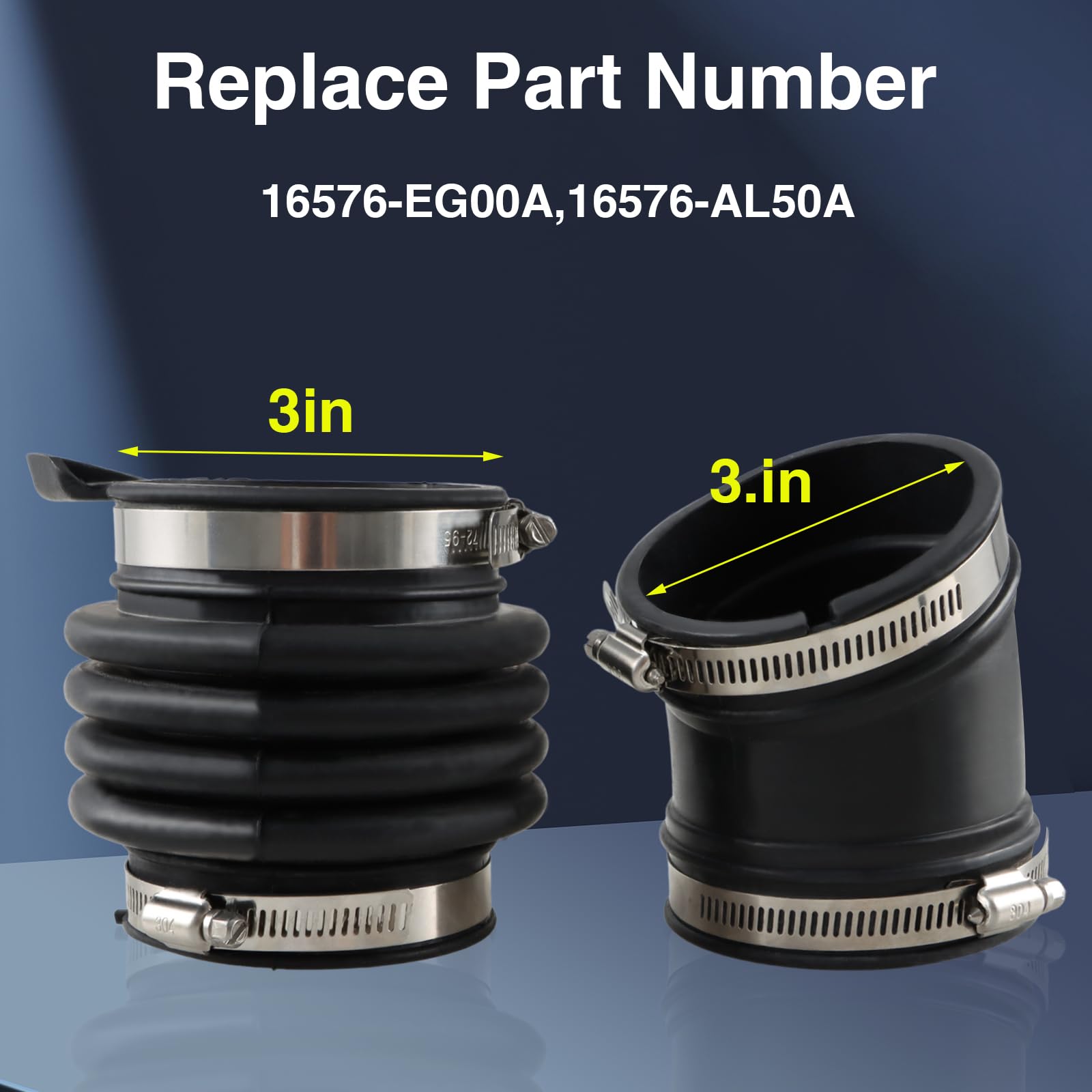 FUSCH Set of Air Intake Resonator Hose Tube Boot Duct Compatible with Infiniti 2006-2009 M35 3.5L 2006-2009 M45 3.5l 4.5l 2003-2007 G35 Replace# 16576-EG00A 16576-AL50A