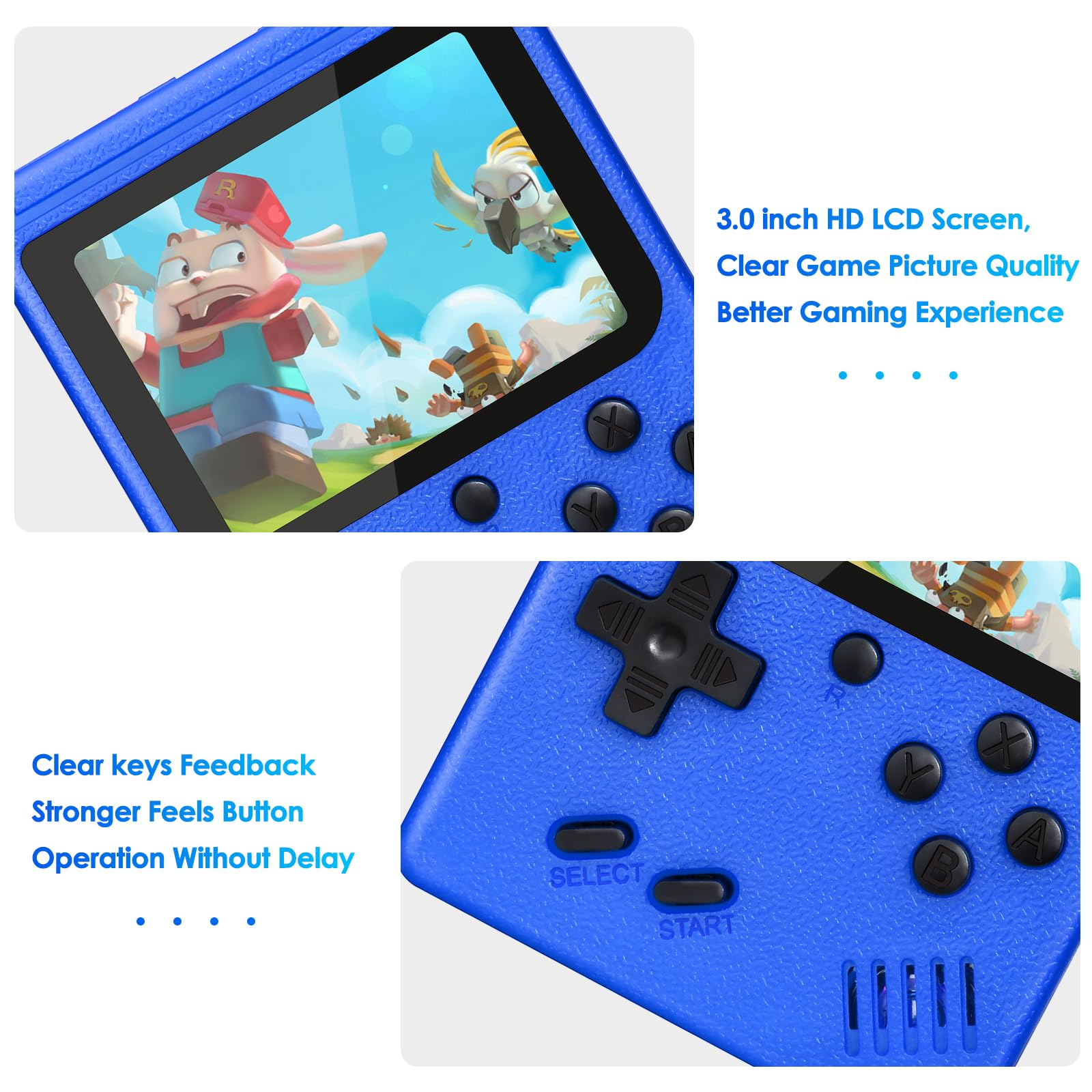 Fogud Retro Handheld Game Console with 500 Classical FC Games, 3.0In Screen Video Game Console 1000mAh Handheld Video Game Support for Connecting TV Gift Christmas Birthday Presents for Kids Adults