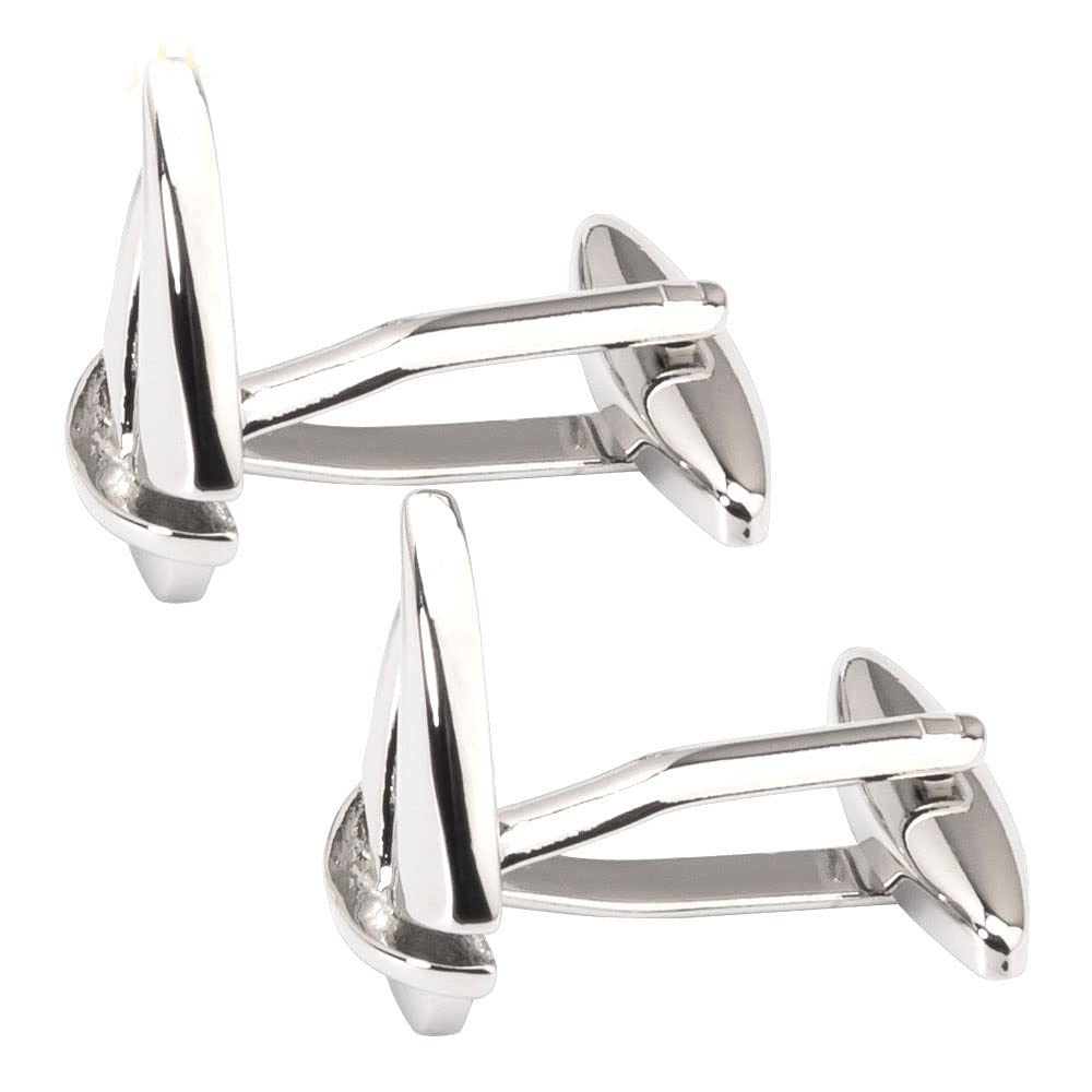 Fun Sailboat Shape Glossy Metal Cufflinks Men's French Shirt Cuff Button Cuff Studs