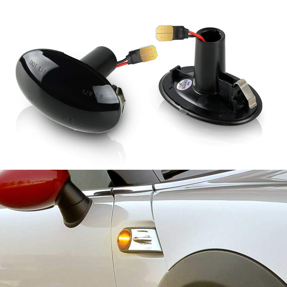 Gempro 2Pcs Amber LED Side Marker Turn Signal Light For Gen2 MINI Cooper R55 R56 R57 R58 R59, Replace OEM Side Marker Lights