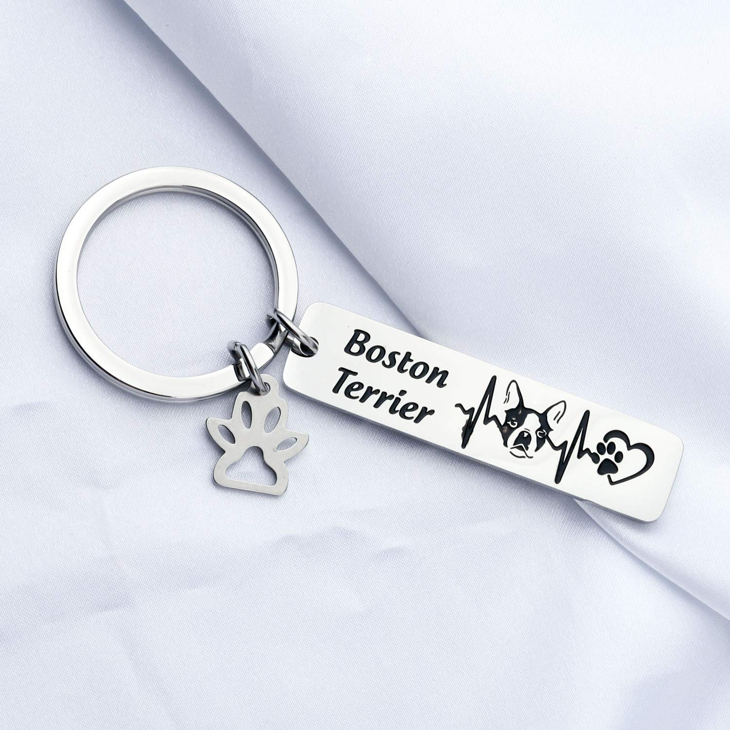 FUSTMW Dog Owner Keychain Boston Terriers,Boxer,Dachshund,Jewelry Golden Receiver,Pitbull Dog Lover Gifts Pet Rescue Gift (Boston Terriers)